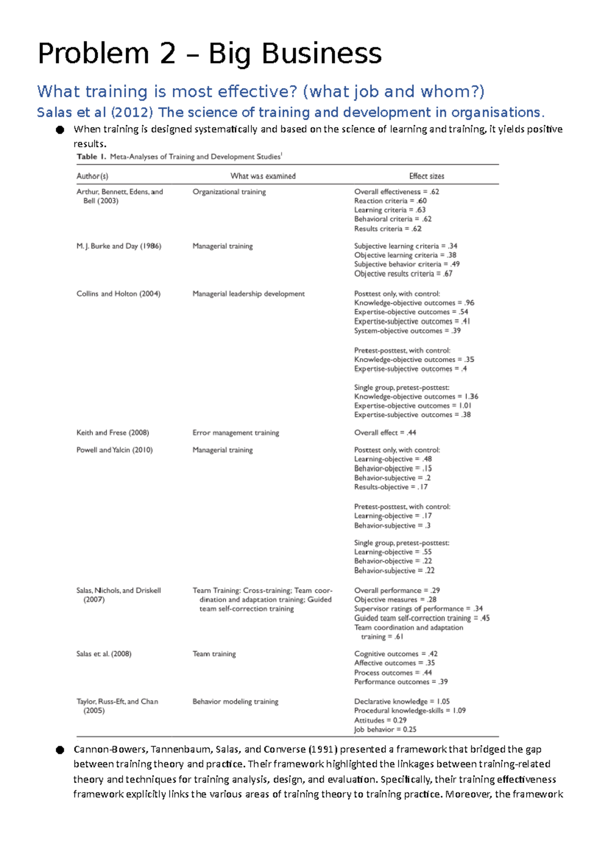Problem 2 - Big Business Notes - Problem 2 – Big Business What training ...
