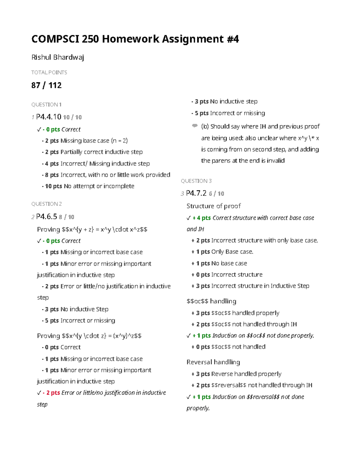 250 HW4 - David Barrington - cs250 - HW4 - COMPSCI 250 Homework Assignment Rishul Bhardwaj TOTAL ...