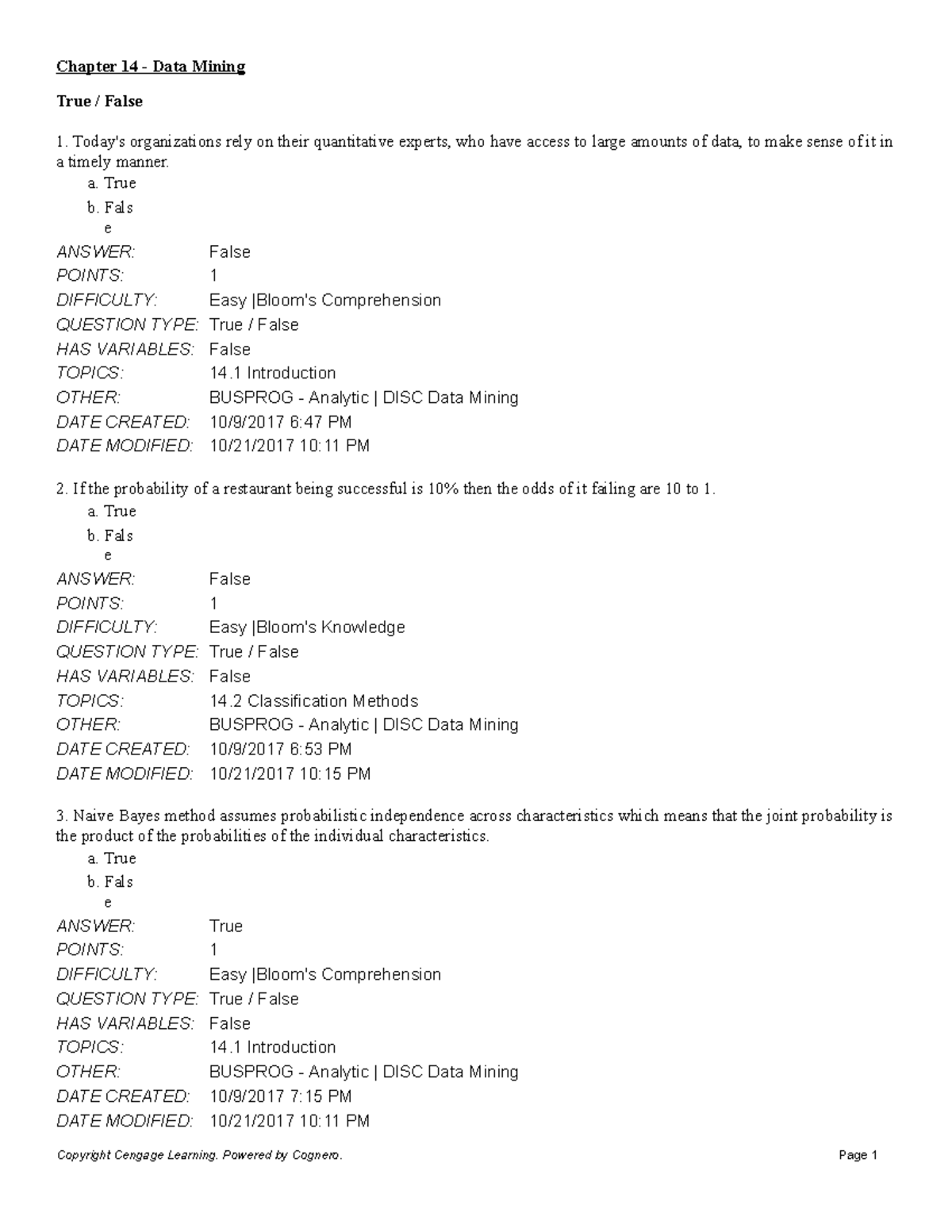 Chapter 14 Data Mining - asdasdasdaf gsdfg sdfg asdas w4fdseghdsfg ...