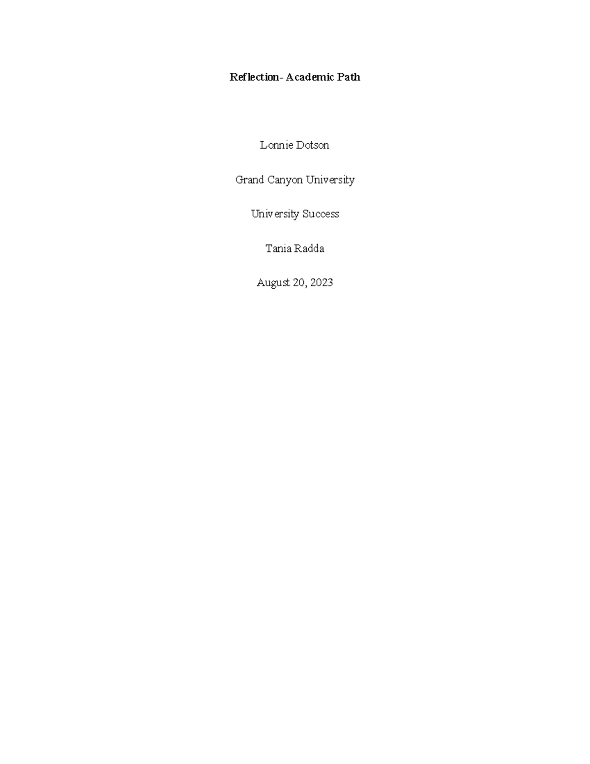 Jen-Academic Path - academic path - Reflection- Academic Path Lonnie ...