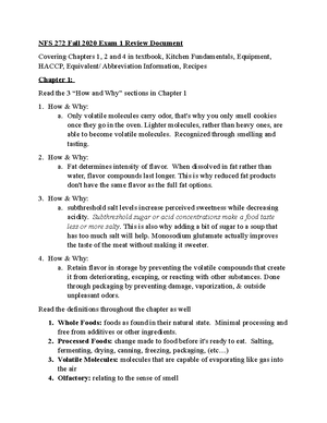 Exam 2 NFS 272 Review document - Review Document for NFS 272 Exam 2 ...