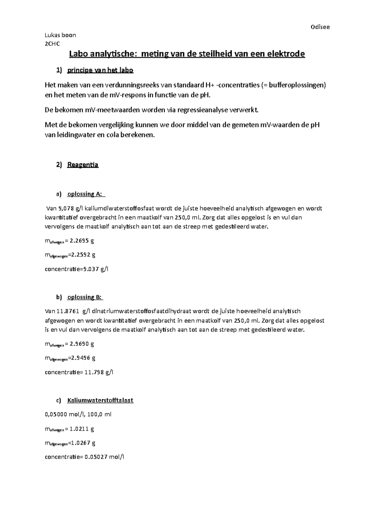 Labo analytische steilheid elektrode - Lukas boon 2CHC Labo analytische ...