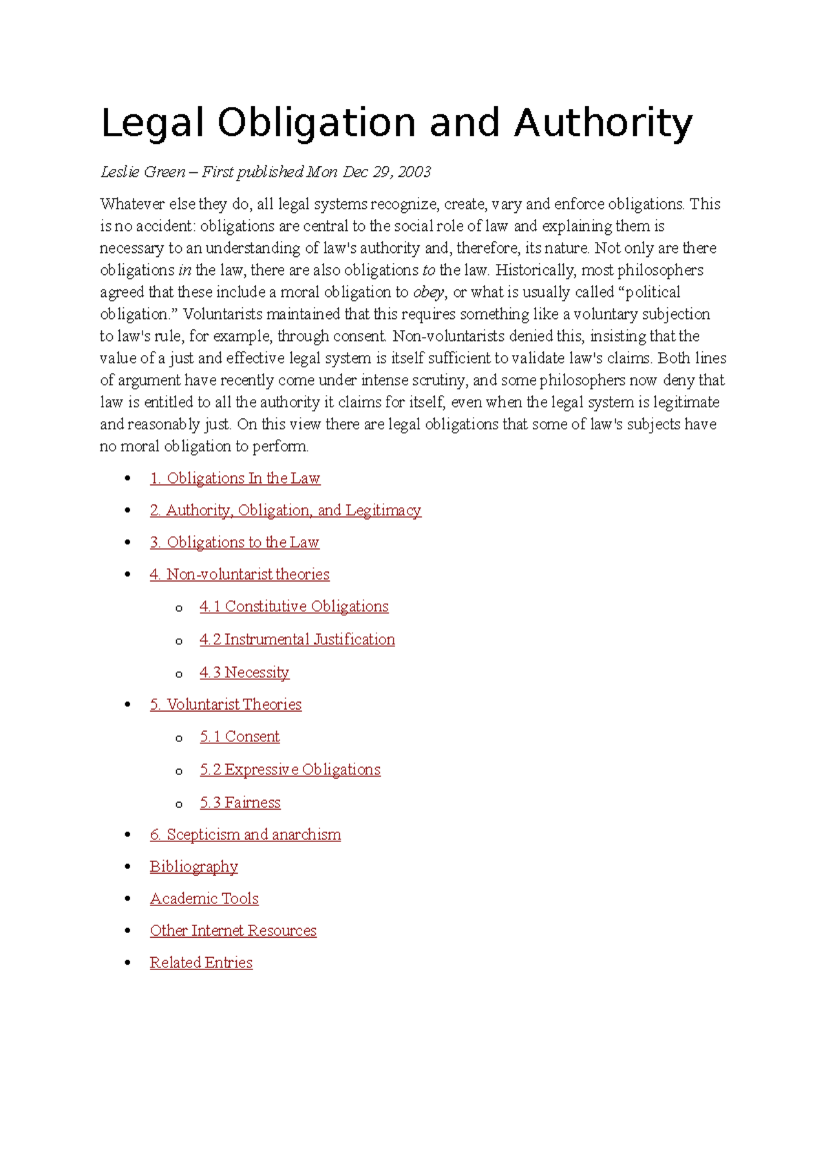 Green - Legal Obligation and Authority - Legal Obligation and Authority ...