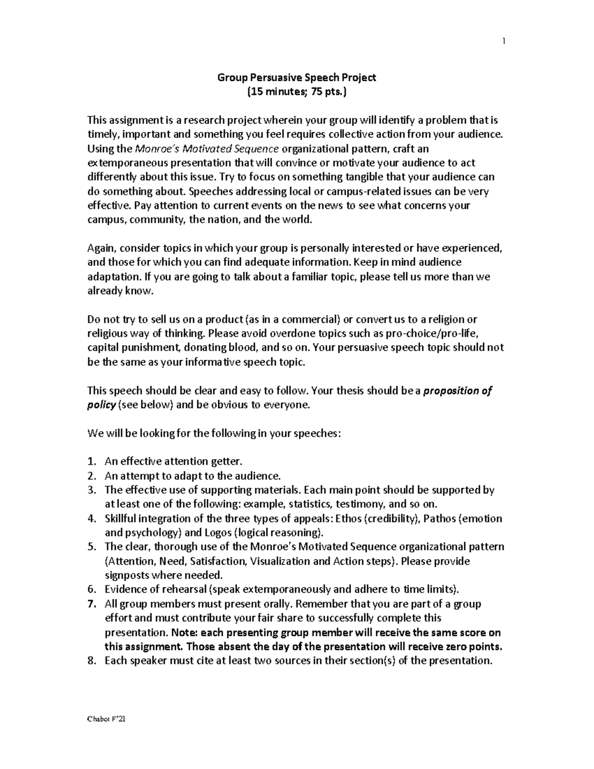 Group Persuasive Speech Chabot F'21 - Group Persuasive Speech Project ...