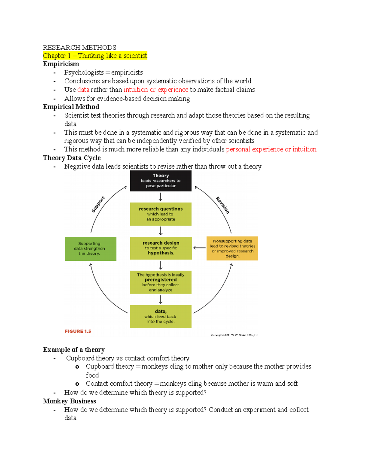 Research Methods Notes - RESEARCH METHODS Chapter 1 – Thinking like a ...