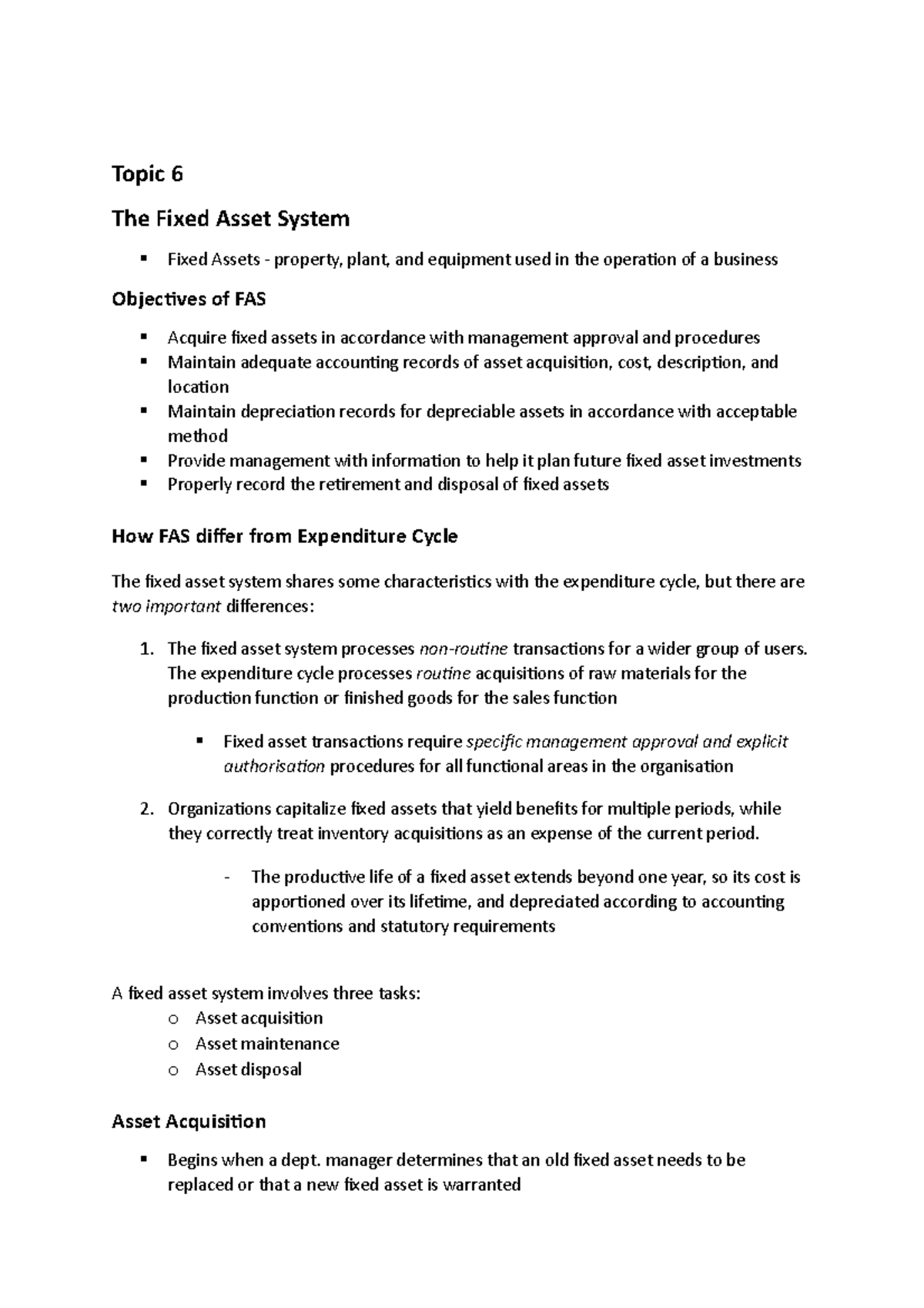 Topic 6 - Fixed Asset Systems and Main - Topic 6 The Fixed Asset System ...