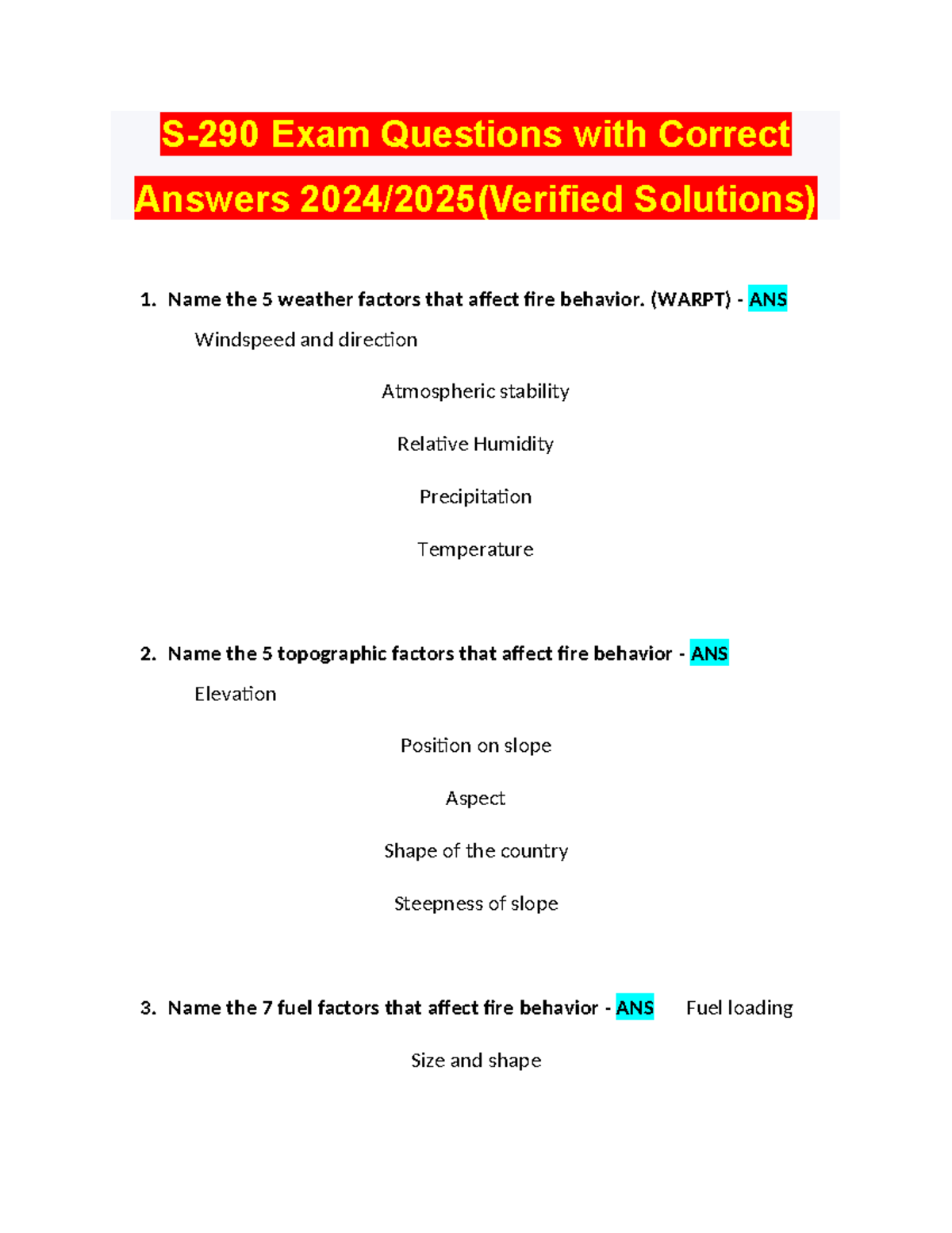S1 - S-290 Exam Questions with Correct Answers 2024/2025(Verified ...