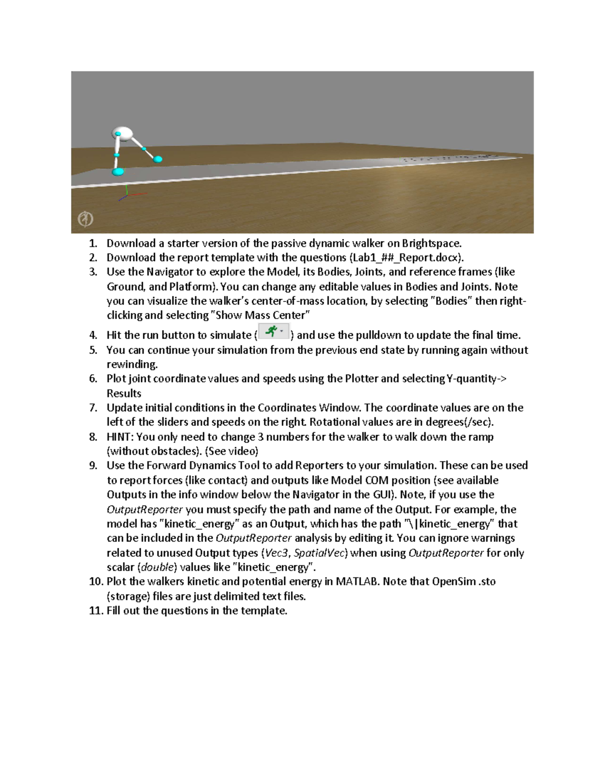 Lab1 Part A Find a limit cycle walker - Download a starter version of ...