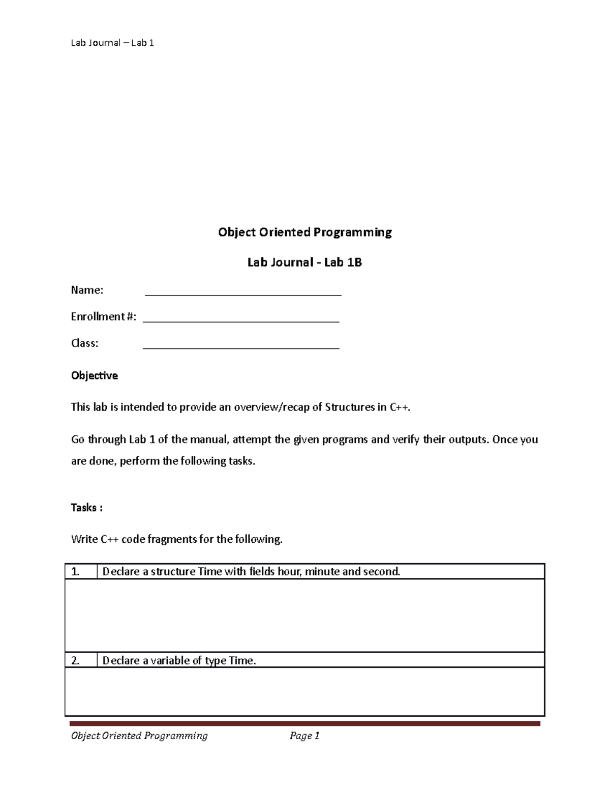recap of structures and its comparison with classes - Object Oriented Programming Lab Journal ...