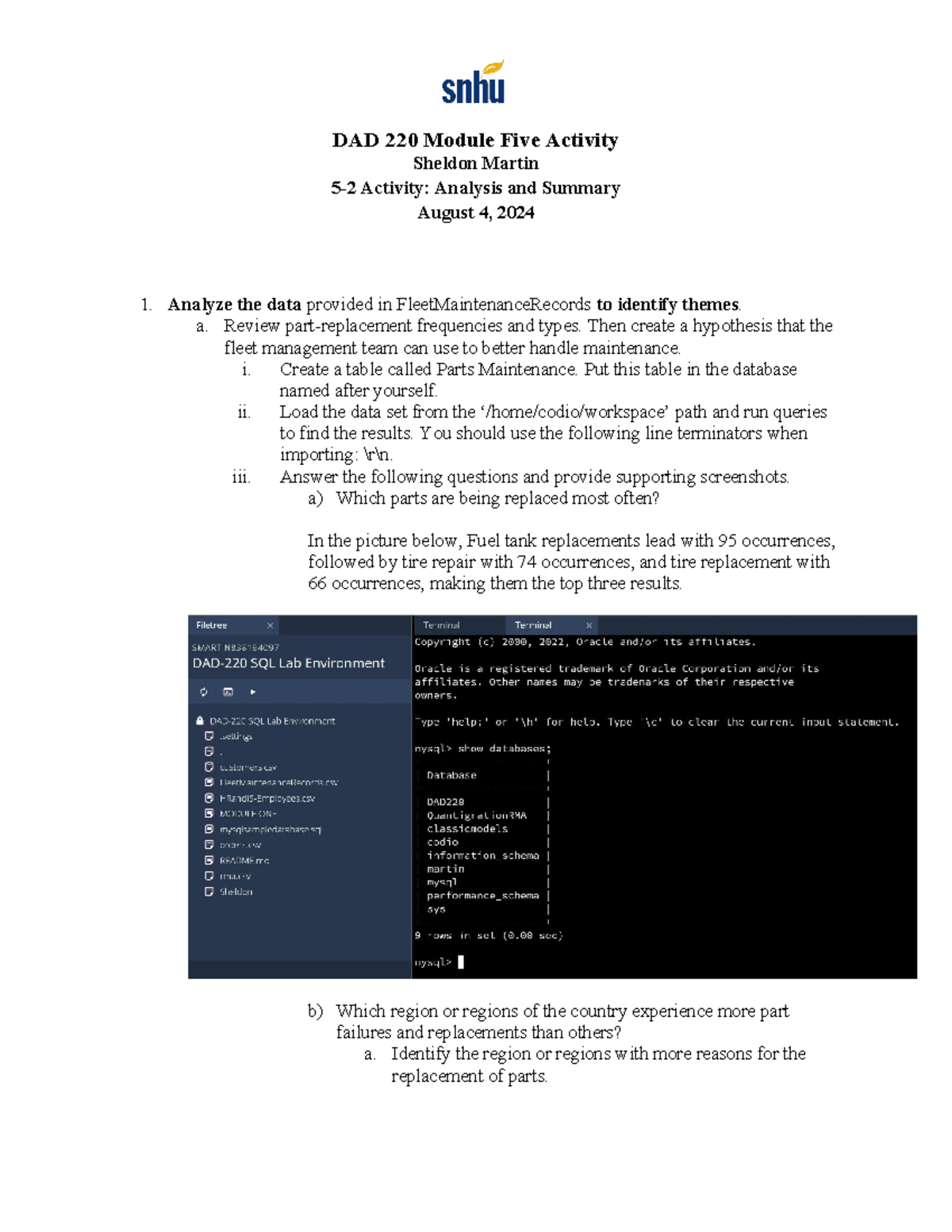 DAD 220 Module Five Activity August 4 - DAD 220 Module Five Activity ...