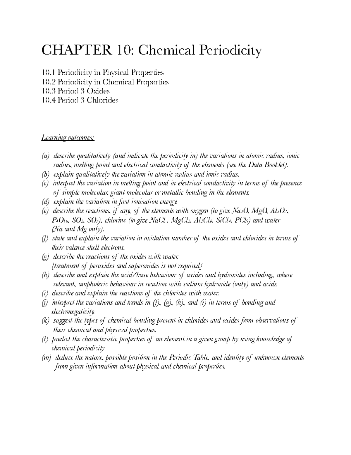 Chapter 10 Chemical Periodicity - CHAPTER 10: Chemical Periodicity 10 ...