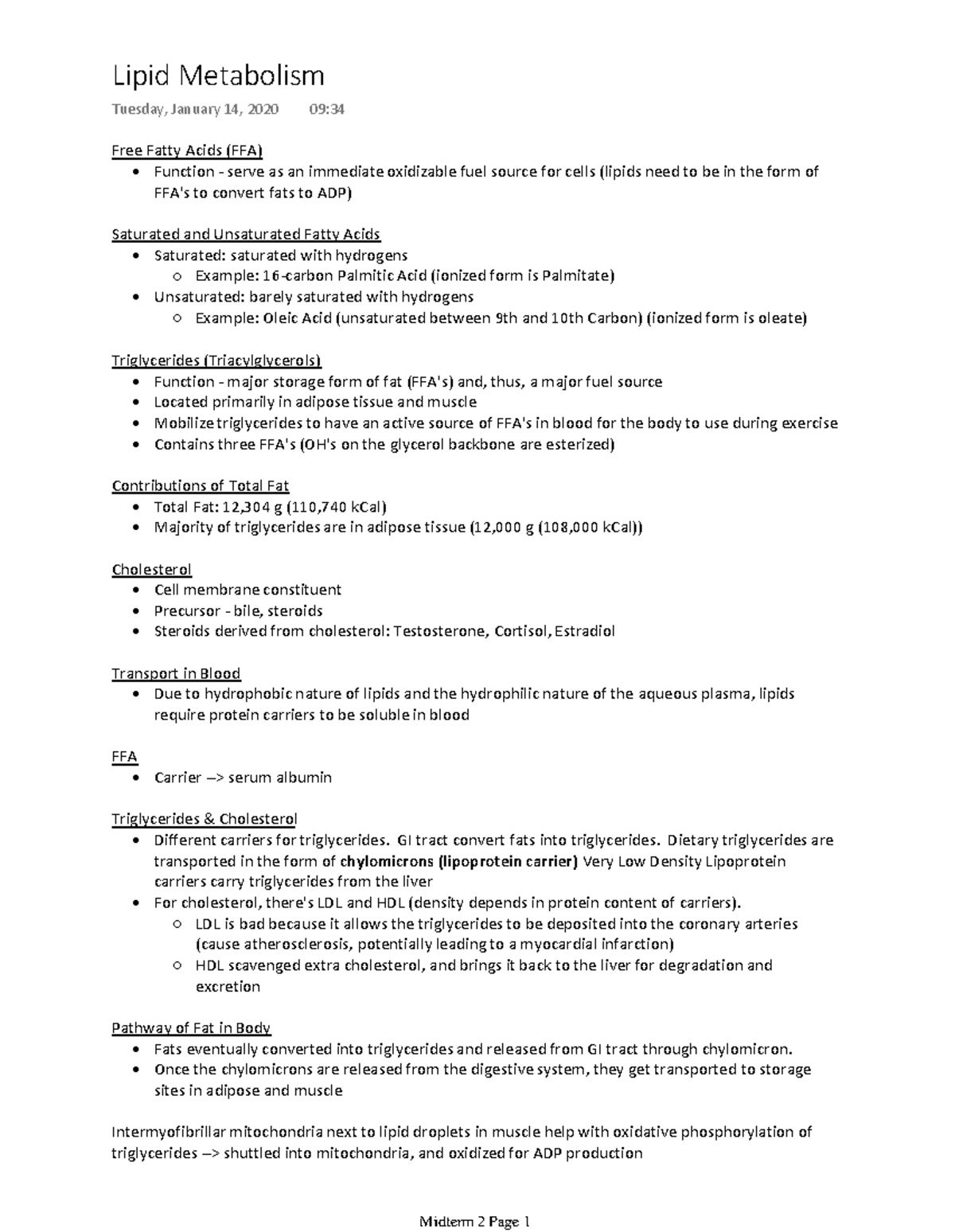 Lipid Metabolism Lecture Notes 14 Warning Tt Undefined Function 32 Warning Tt Undefined