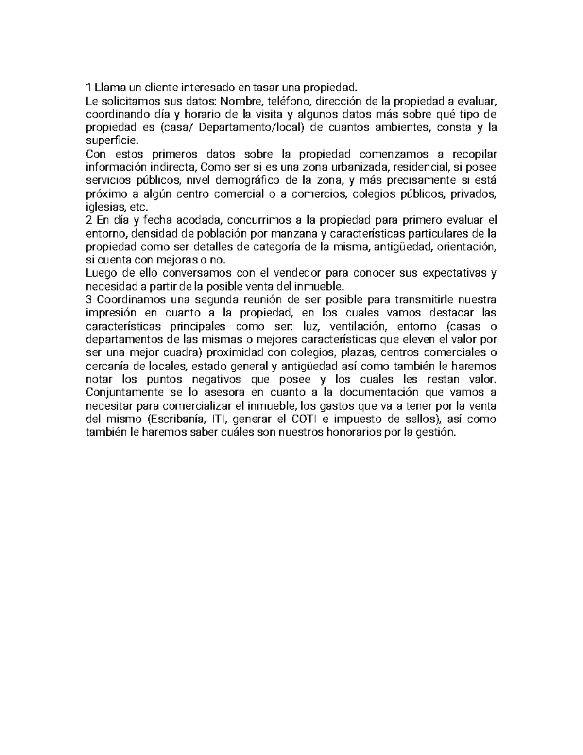 1° Parcial TP Tasación Bienes Inmuebles - 1 Llama un cliente interesado ...