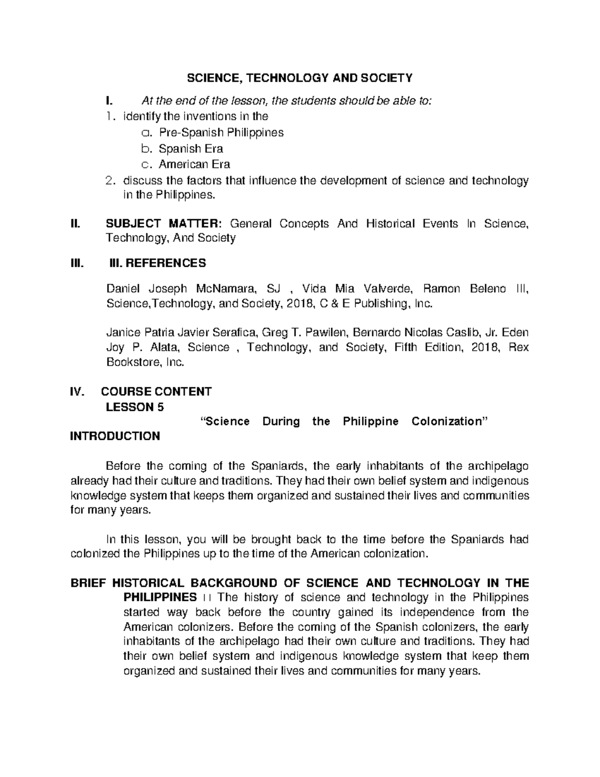 STS Topic 5 Science During the Philippine Colonization - SCIENCE ...