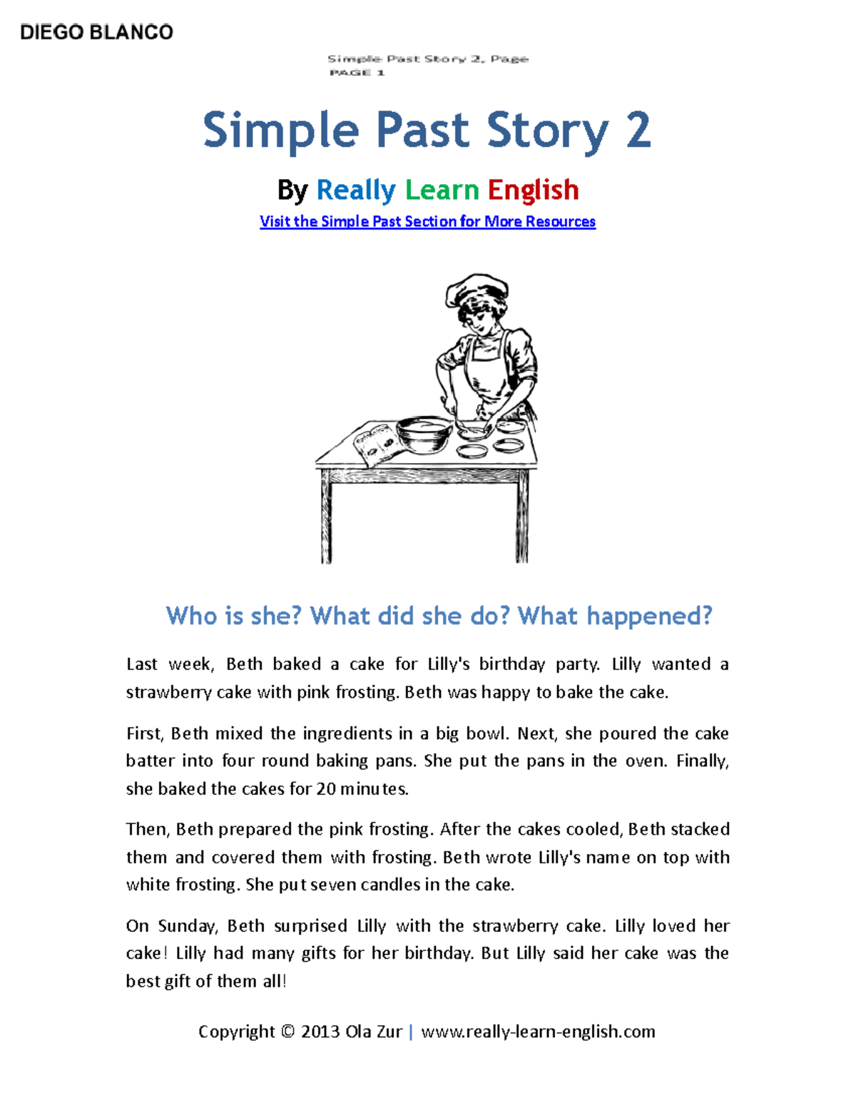 past simple tense - Simple Past Story 2 By Really Learn English Visit ...