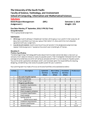 Tutorial 06 with Questions and Possible Solutions - IS333: Project ...