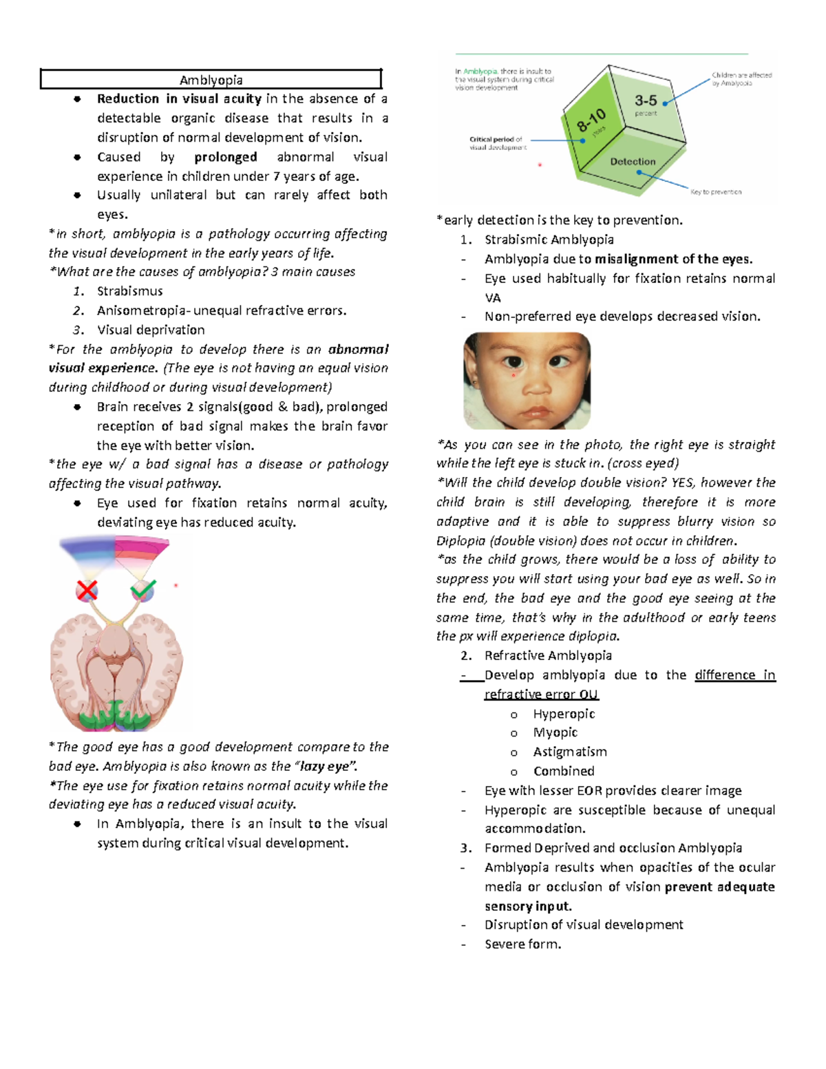Eye - Amblyopia - med anatomy - Amblyopia Reduction in visual acuity in ...
