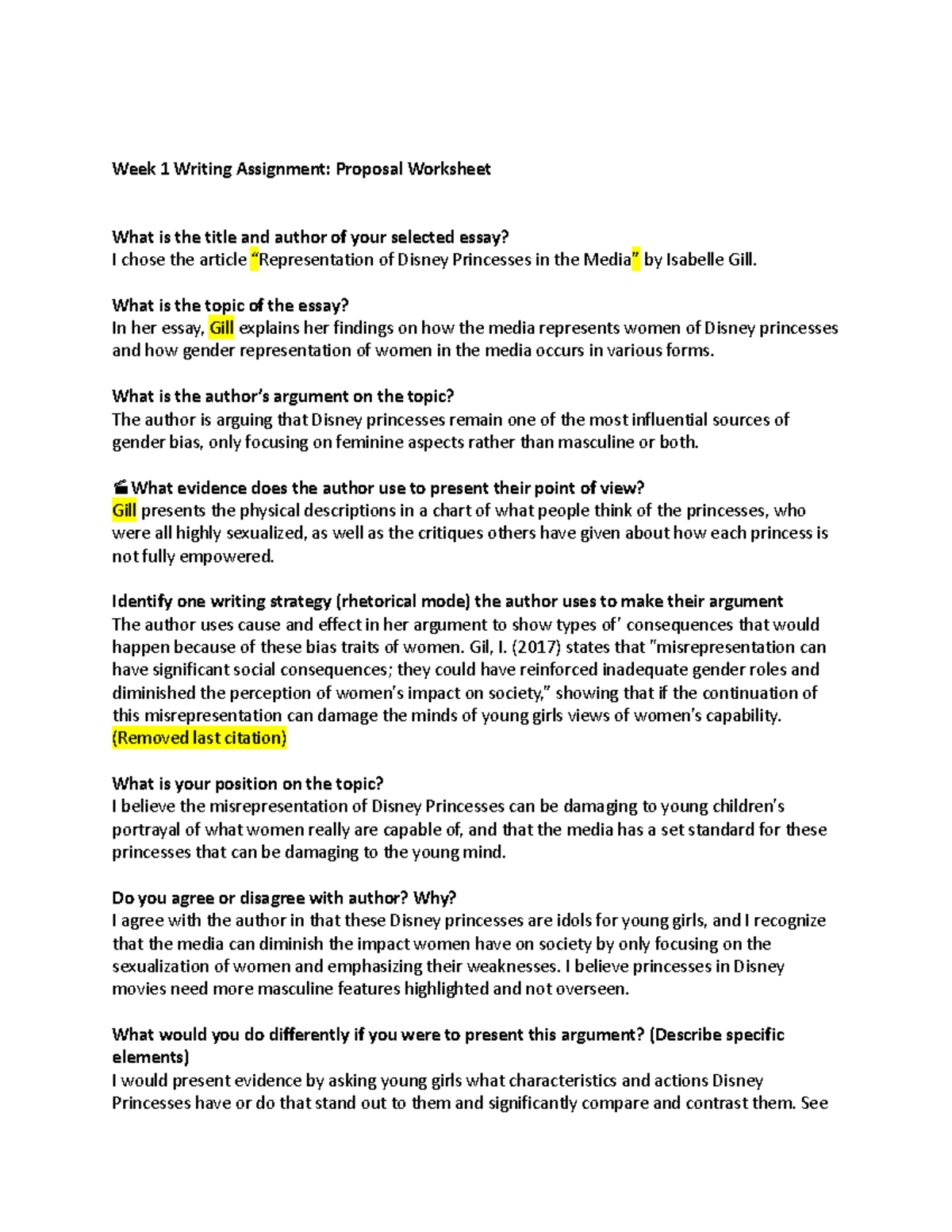 Week 1 Writing Assignment worksheet - Week 1 Writing Assignment ...