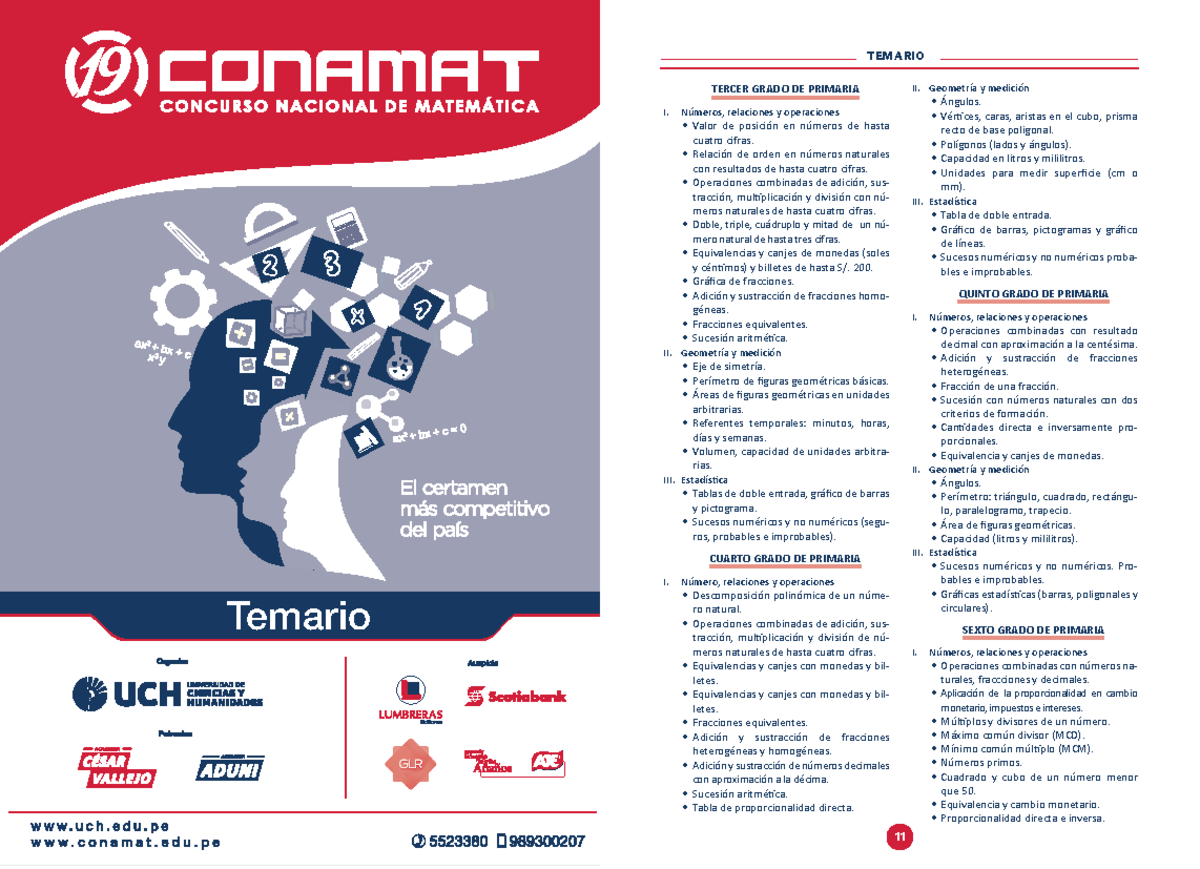 Temario Conamat - Matemática - UNAC - Studocu