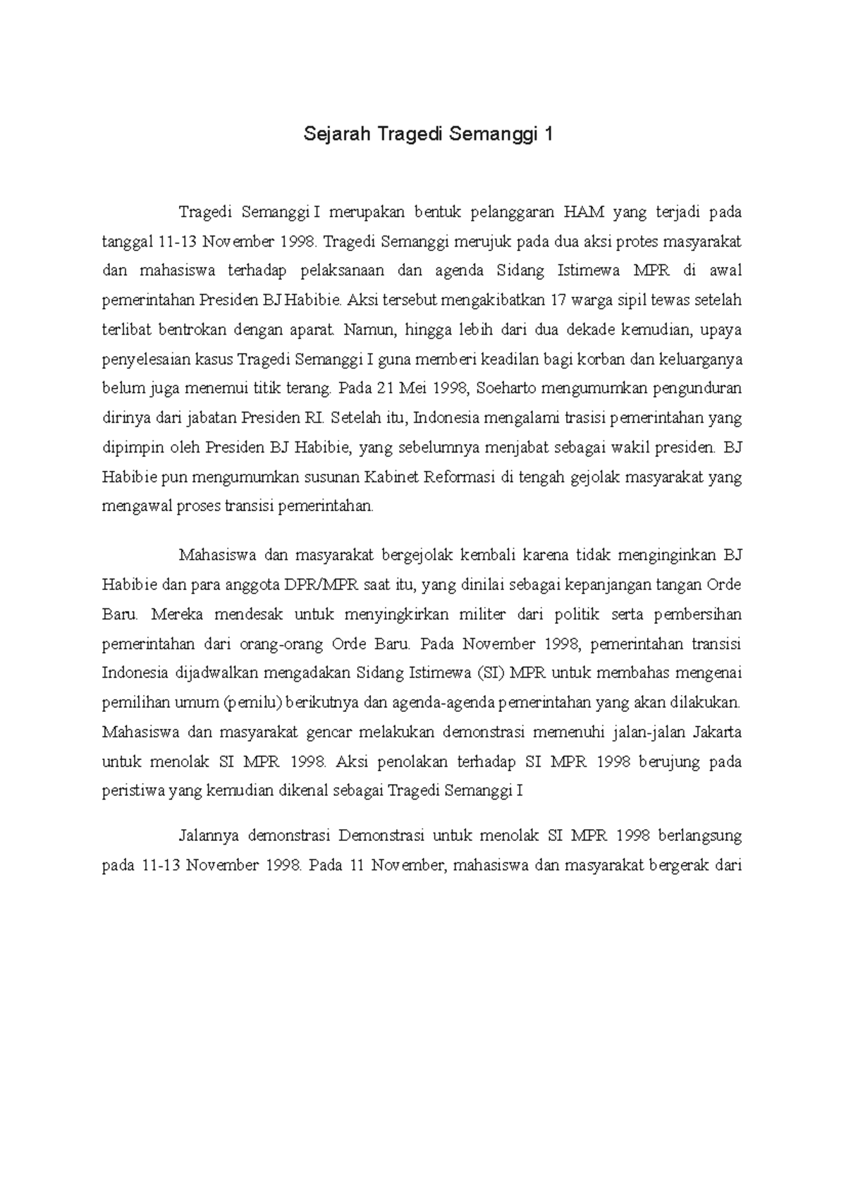 Sejarah Tragedi Semanggi 1 - Tragedi Semanggi merujuk pada dua aksi ...