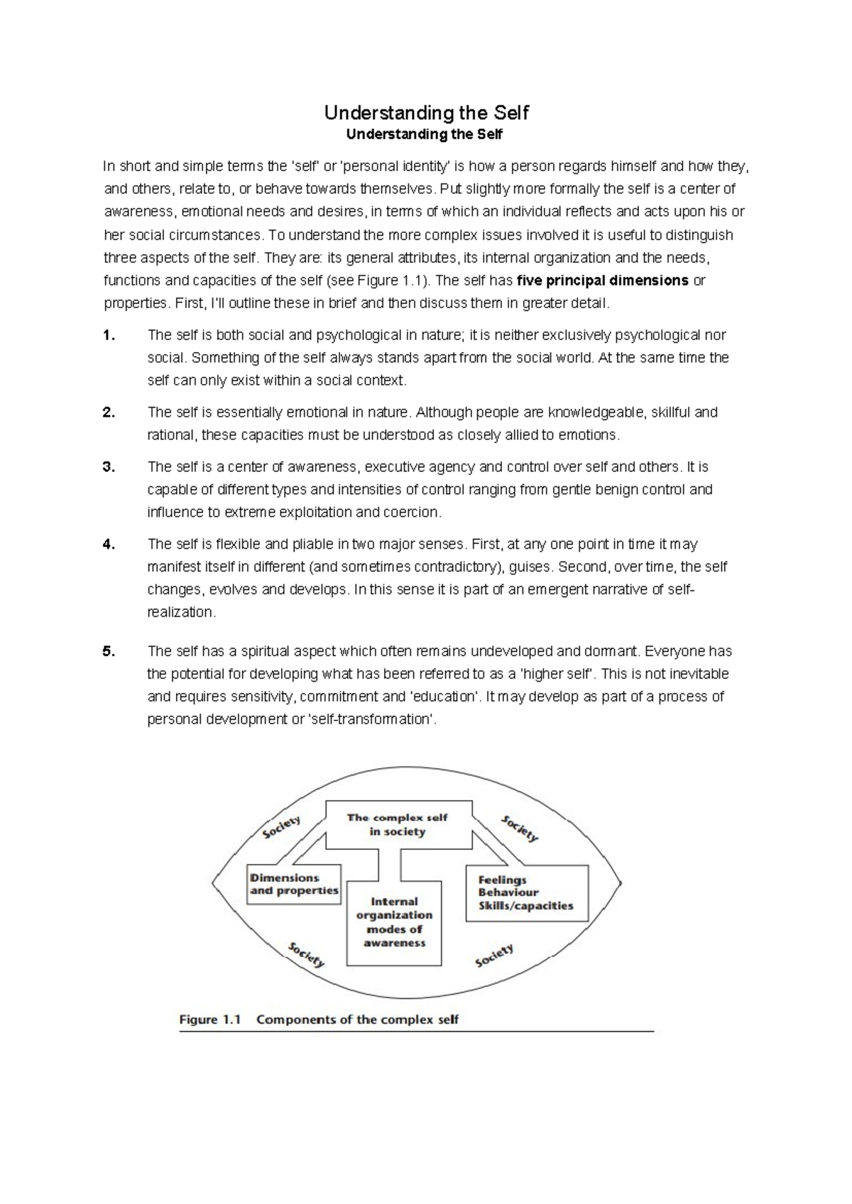 Understanding the Self - Understanding the Self Understanding the Self In short and simple terms ...