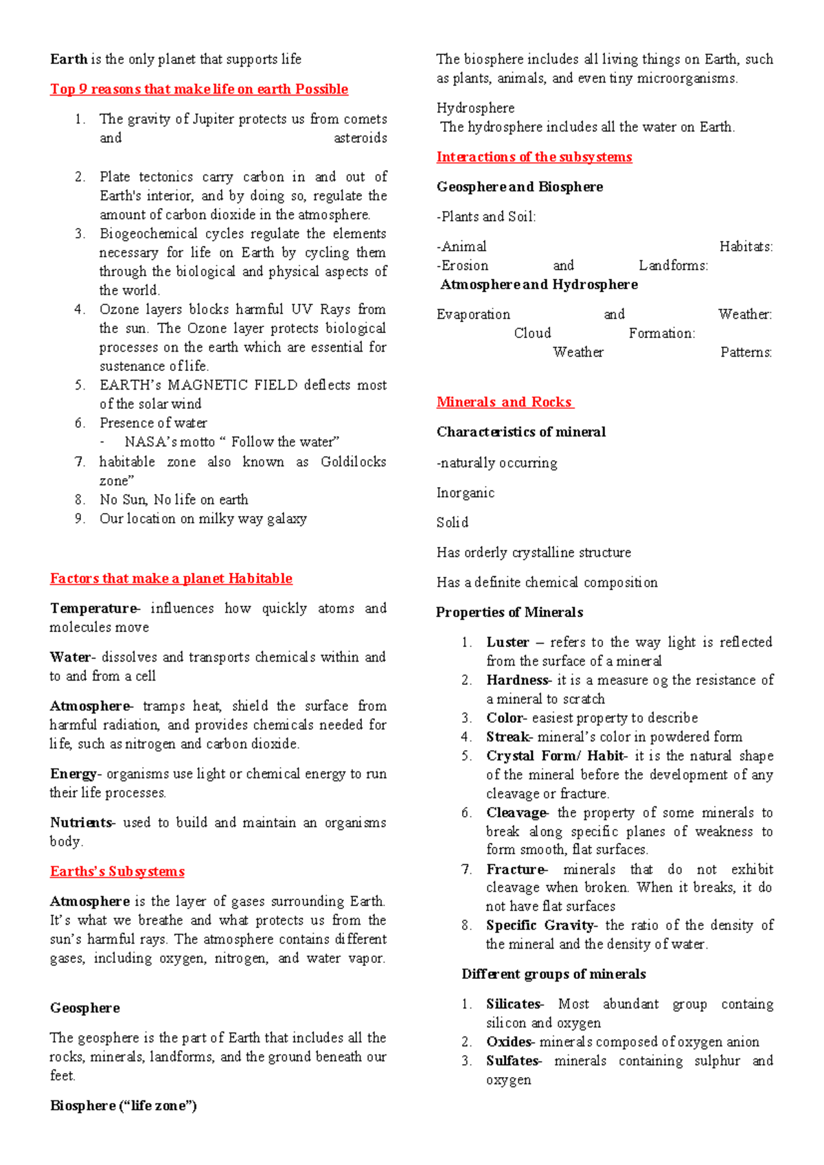 Earth-Science-Reviewer - Earth is the only planet that supports life ...