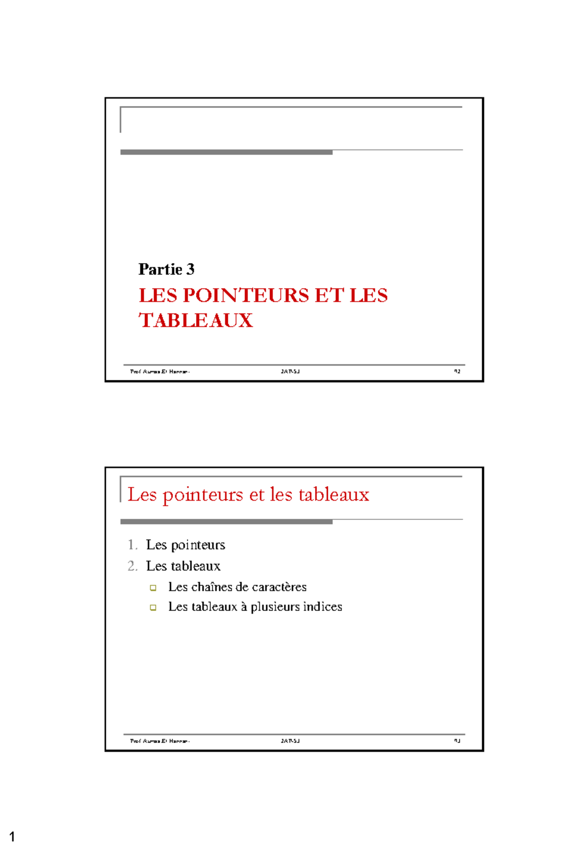Informatique cours - C3-Tableaux et Pointeurs - LES POINTEURS ET LES ...