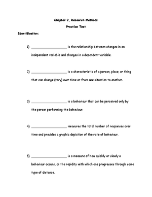 Chapter 2, Research Methods - CHAPTER 2 Research Methods Variable a characteristic of a person ...
