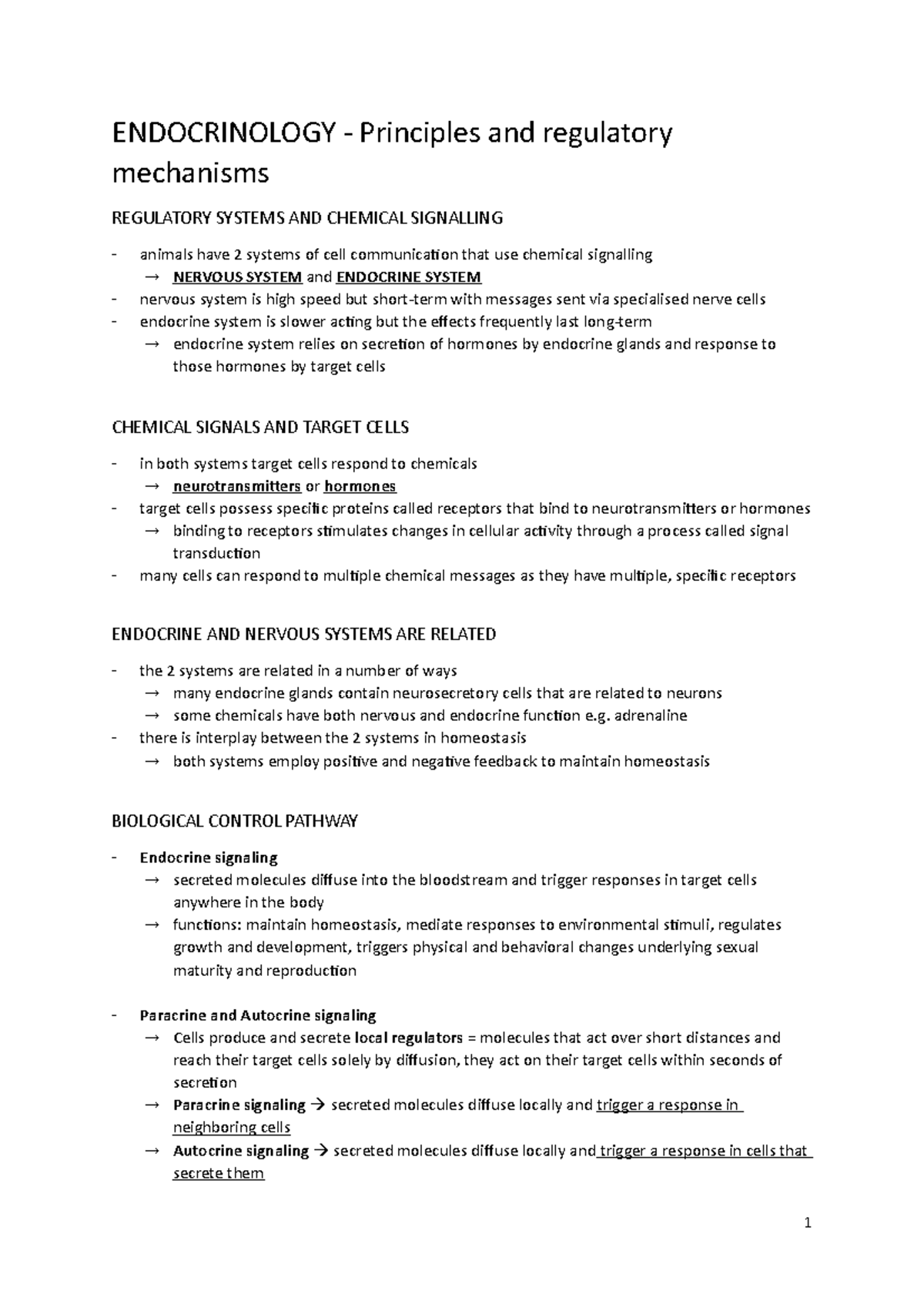 2. Endocrinology - Lecture notes 2 - Stirling - Studocu