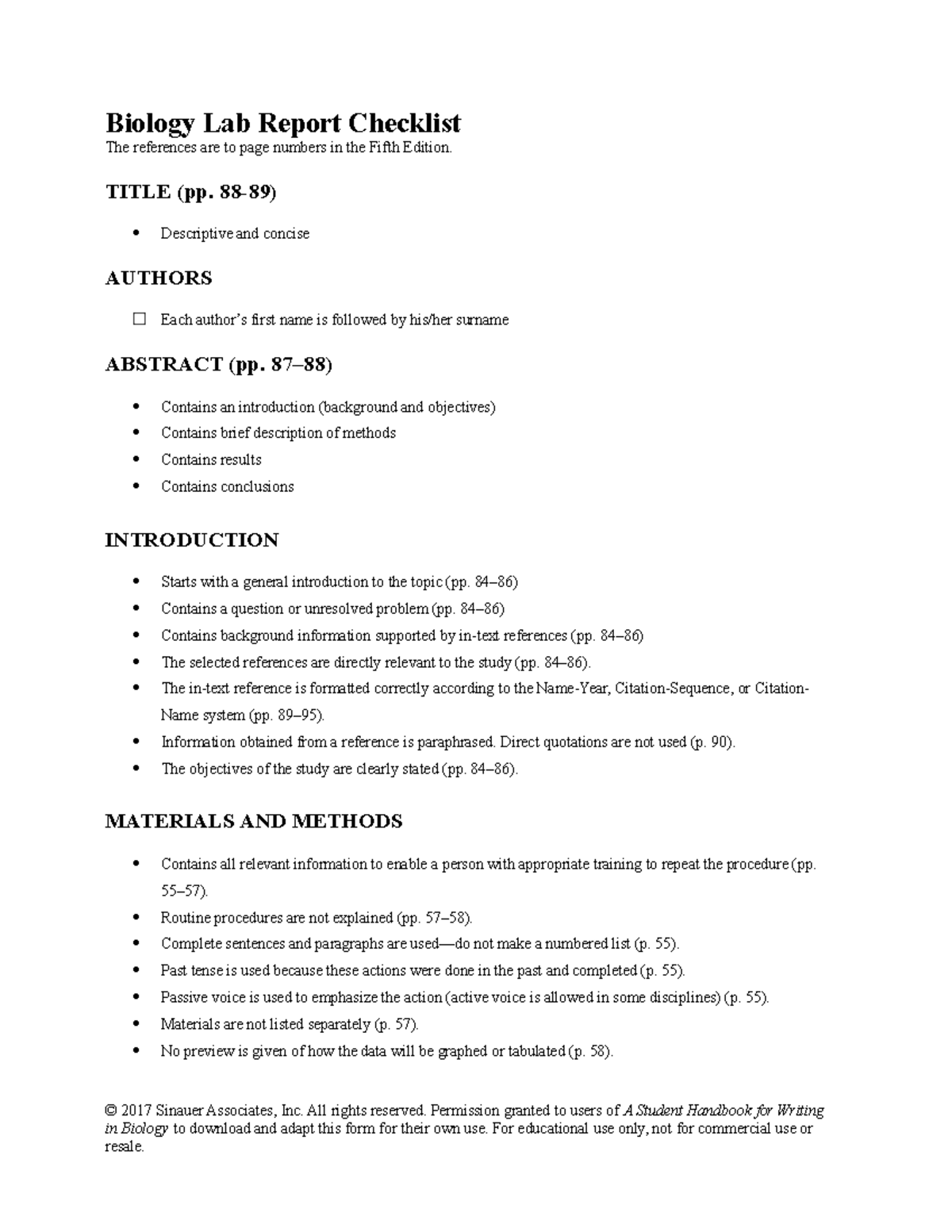 Biology Lab Report Checklist - Studocu