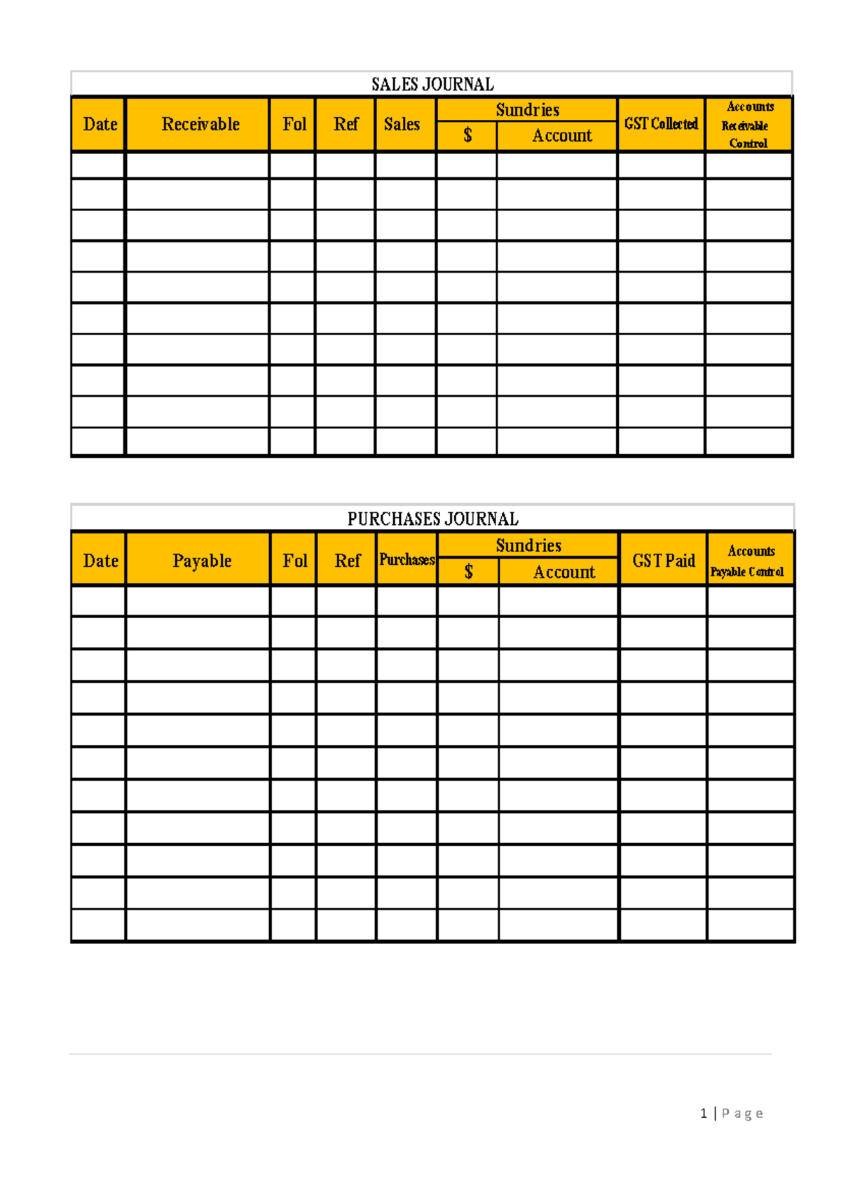 Template Journal - SALES JOURNAL Date Receivable Fol Ref Sales Sundries ...