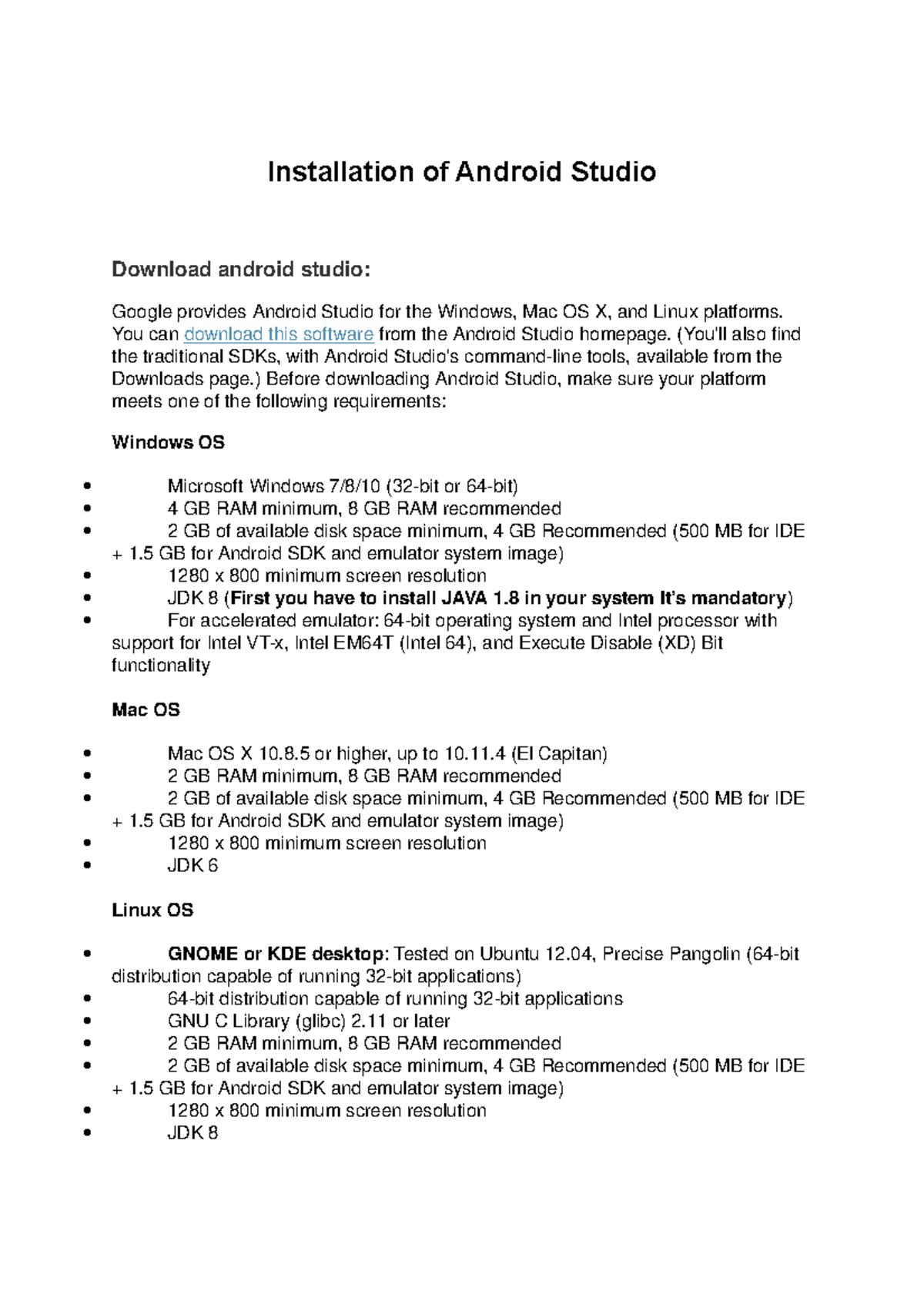 Android studio Installation - Installation of Android Studio Download ...
