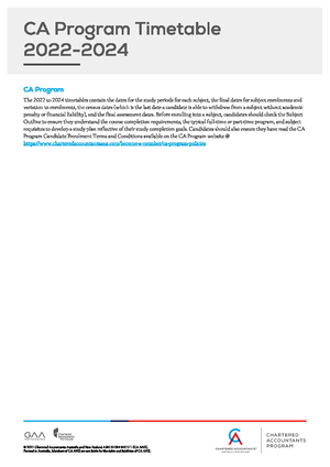 CA Program Timetable Yearly Term 1 2023 - Term 4 2025 - © 2020 ...