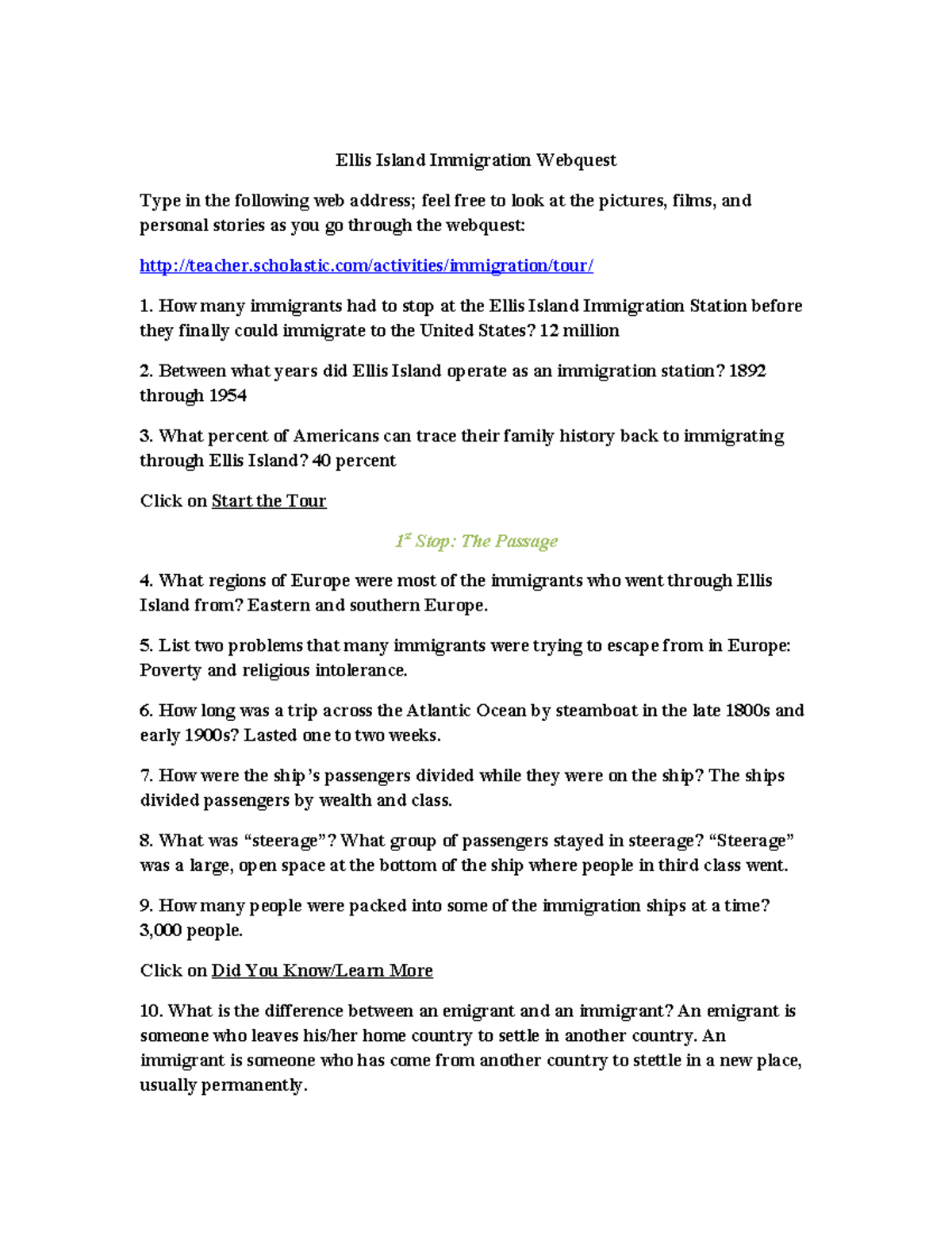 Ellis Island Immigration Webquest-1 - scholastic/activities/immigration ...