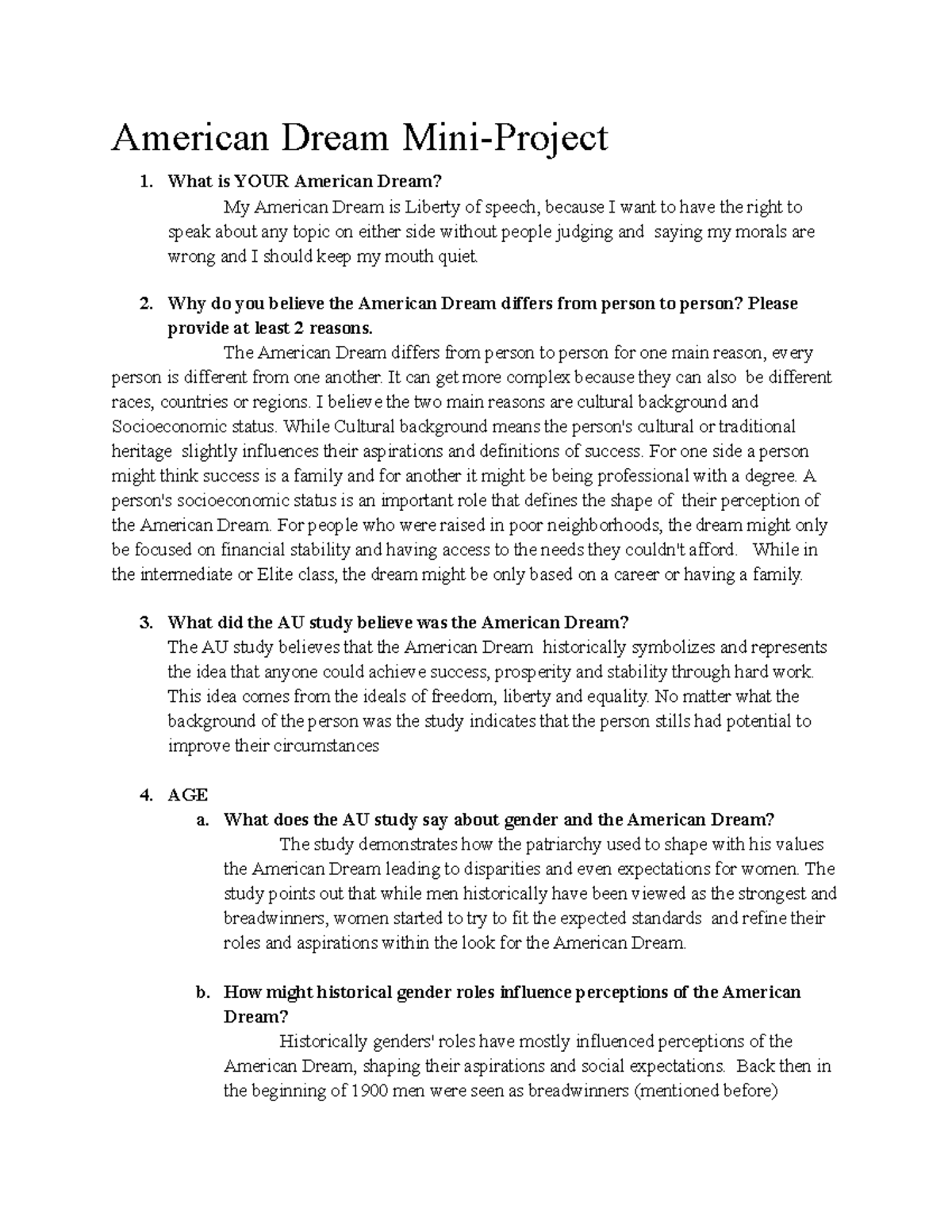 American Dream Mini-Project - What is YOUR American Dream? My American ...