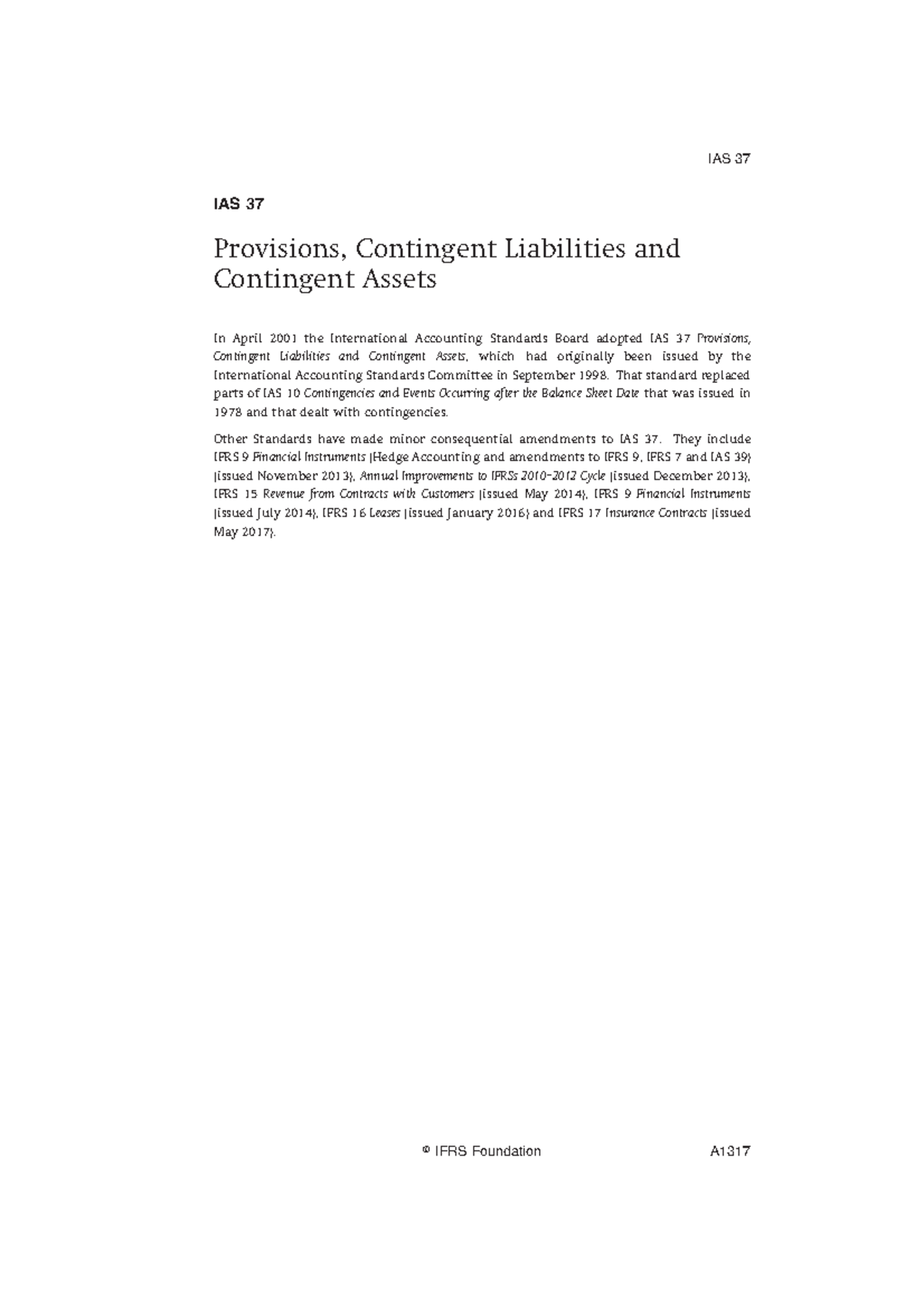 IAS 37 - accounting standards - IAS 37 Provisions, Contingent ...