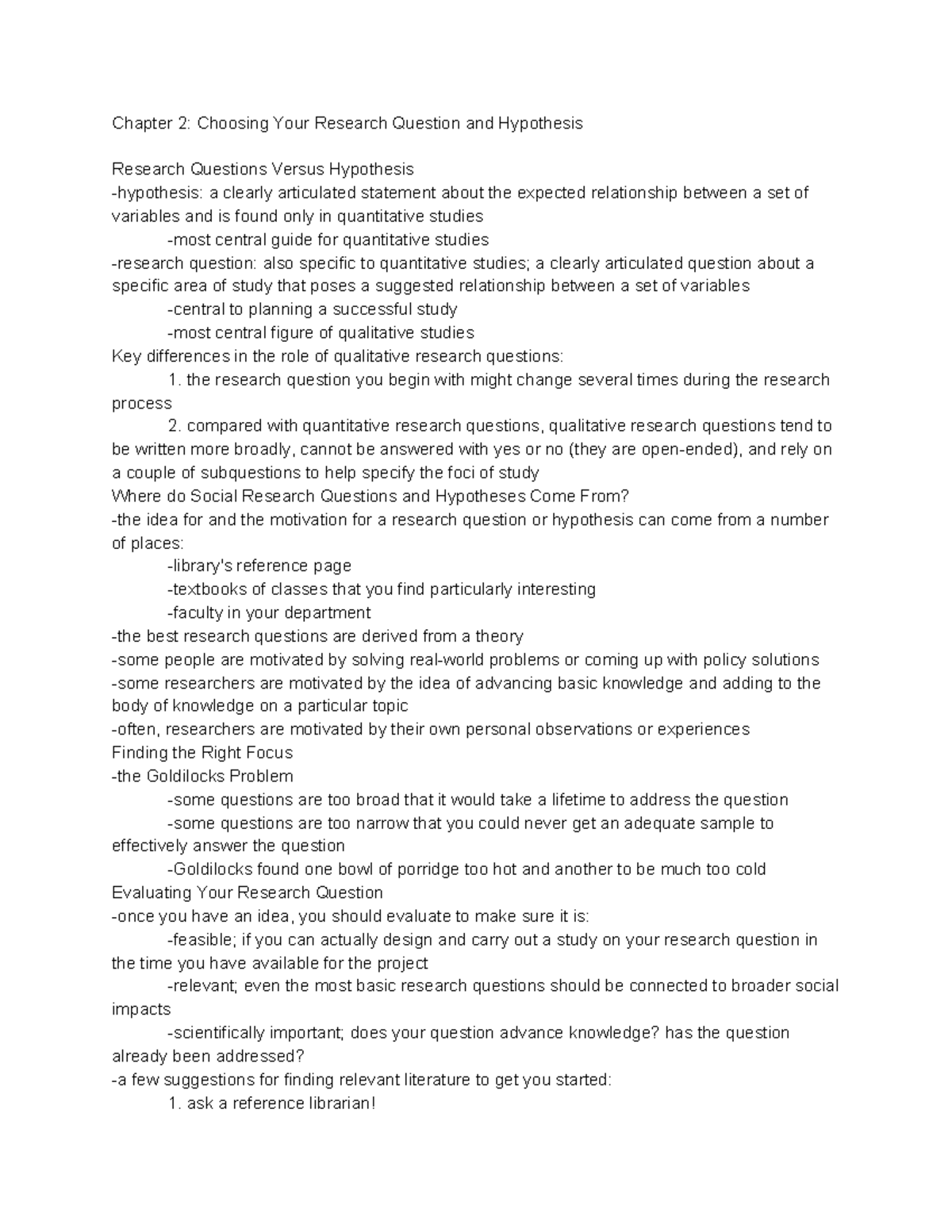 Chapter 2 FCST 304 - Chapter 2: Choosing Your Research Question and ...
