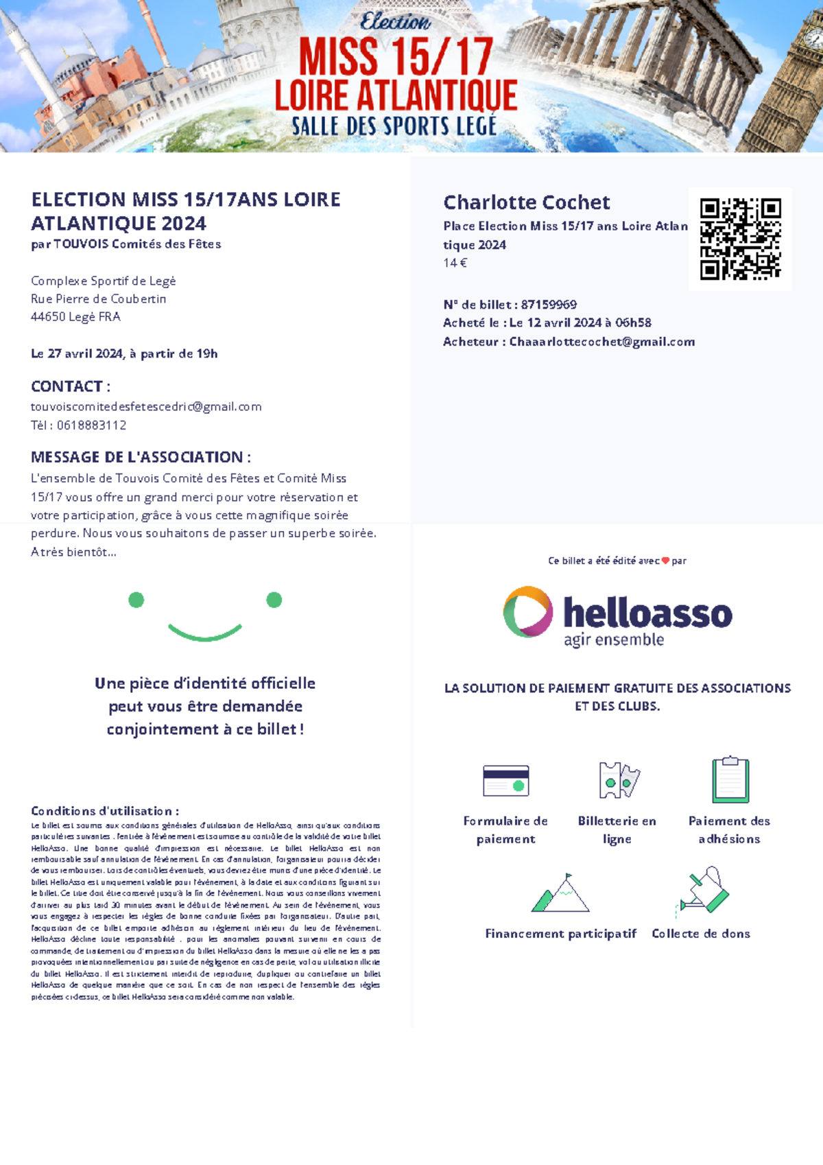 Billet 87159969 - charlotte cochet - ELECTION MISS 15/17ANS LOIRE ...