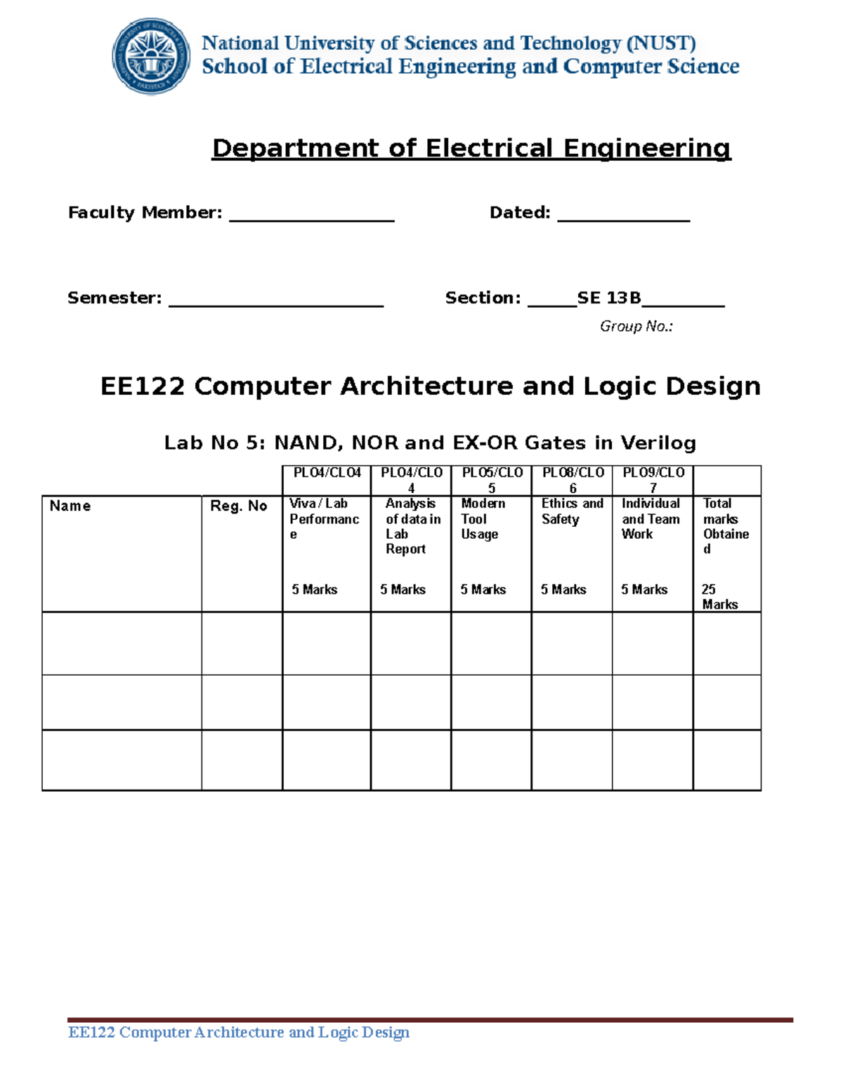 LAB5 - EE122 Computer Architecture and Logic Design lab report ...