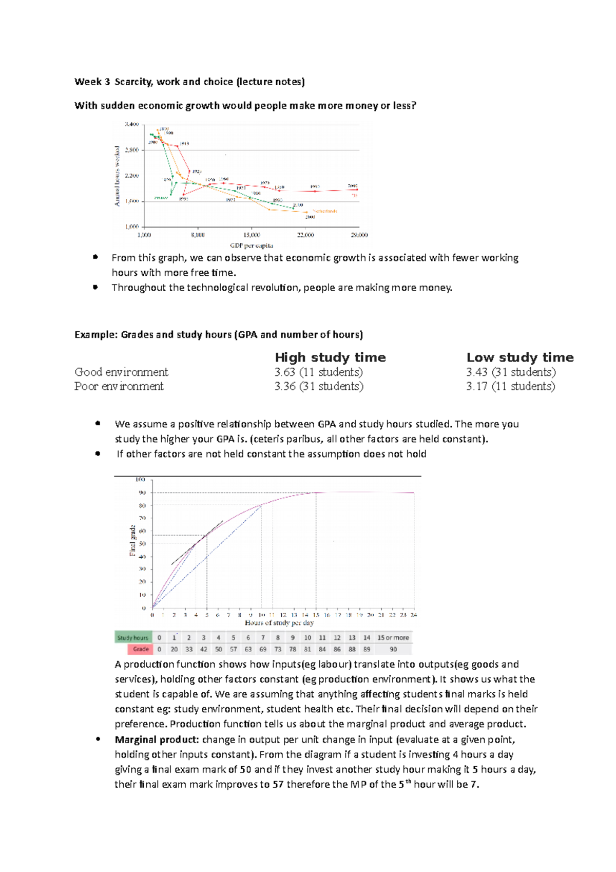 Week 3 Scarcity notes - Week 3 Scarcity, work and choice (lecture notes ...