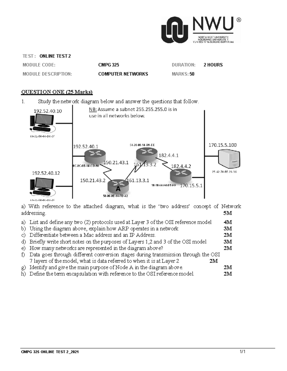 CMPG 325 Online TEST 2 12 October 2021 - CMPG 325 ONLINE TEST 2_2021 1 ...