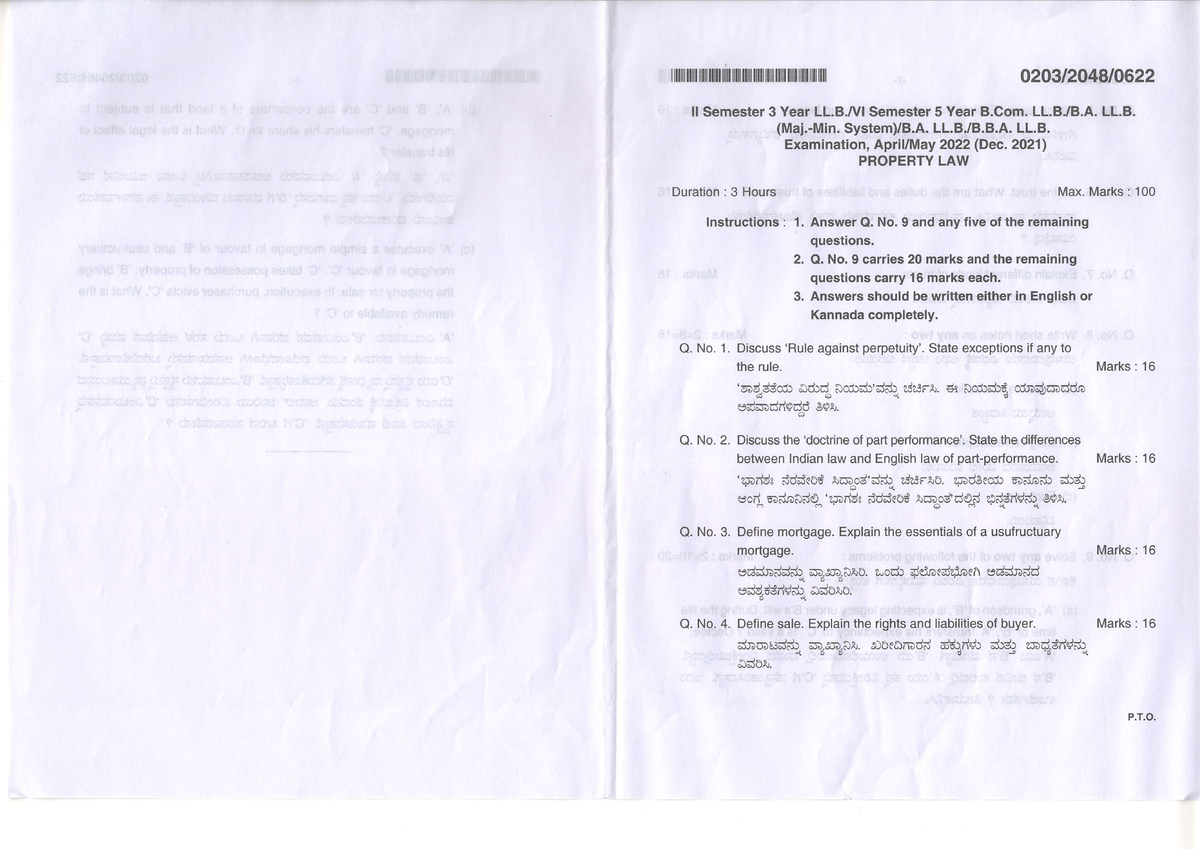 Property LAW question paper - lllilffil[llfl[|[il]l ...
