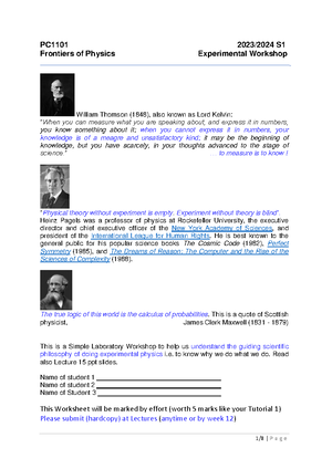 Tutorial 1 solution - tut 1 - 1 PC1201 Fundamentals of Physics Semester-1, AY2022/ Tutorial 1 ...
