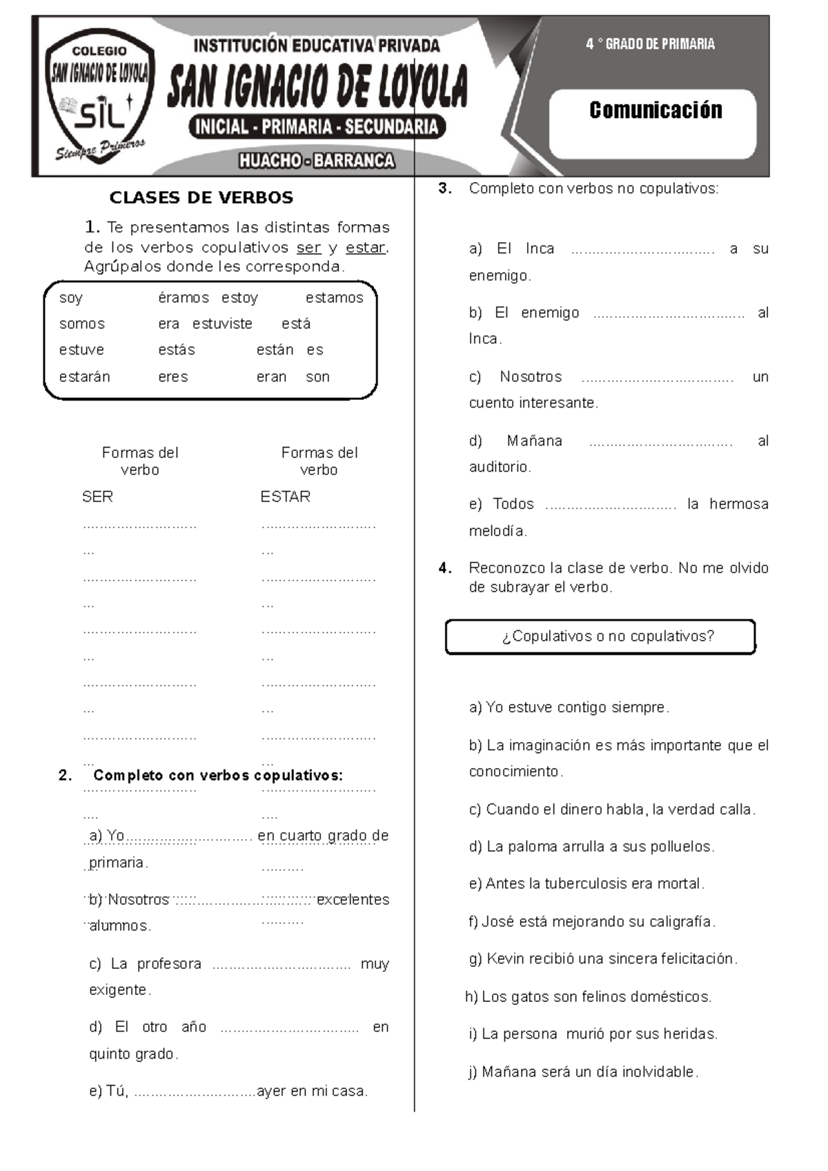 Clases DE Verbos-4TO - CLASES DE VERBOS 1. Te presentamos las distintas ...