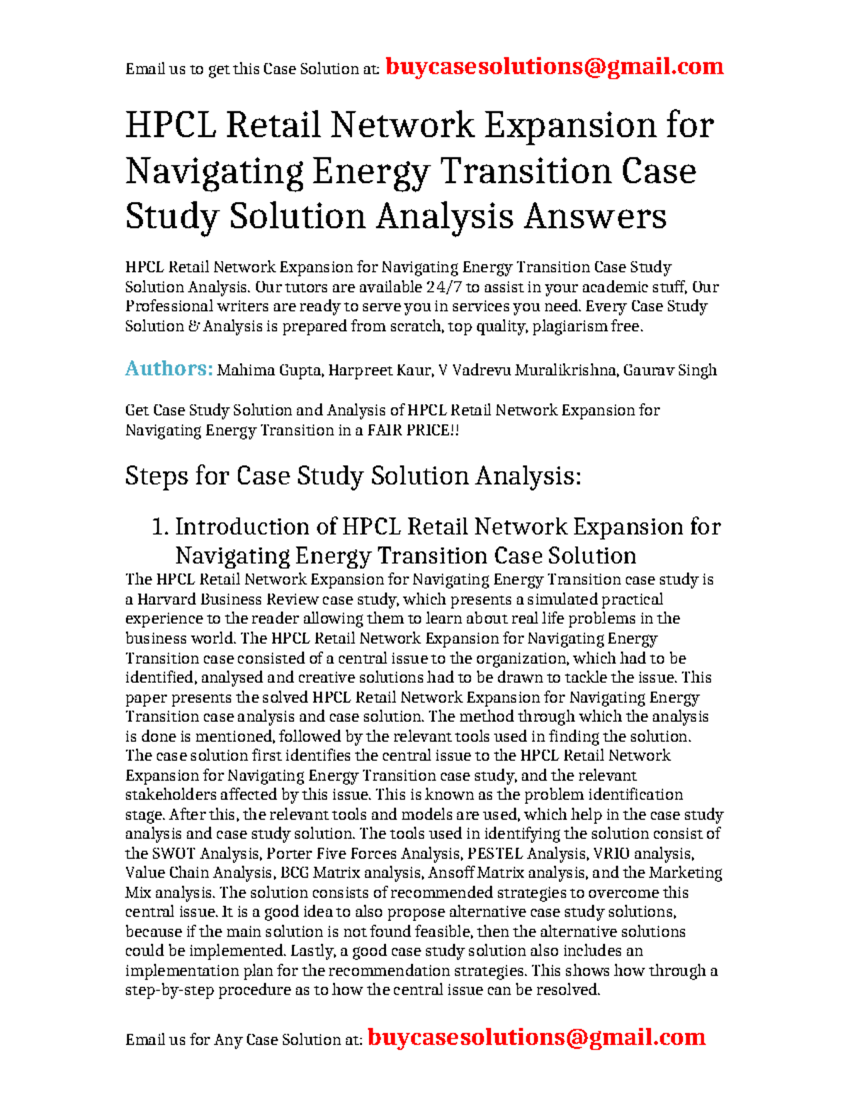 Case Solution HPCL Retail Network Expansion for Navigating Energy ...