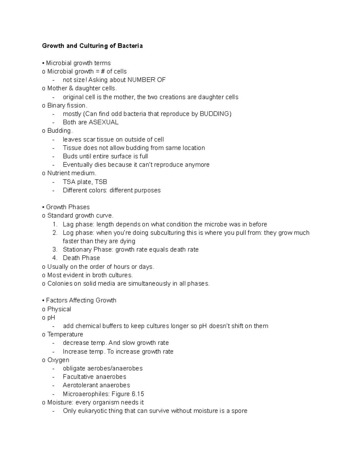 Microbiology Ch. 6 - Growth and culturing of bacteria - Growth and ...