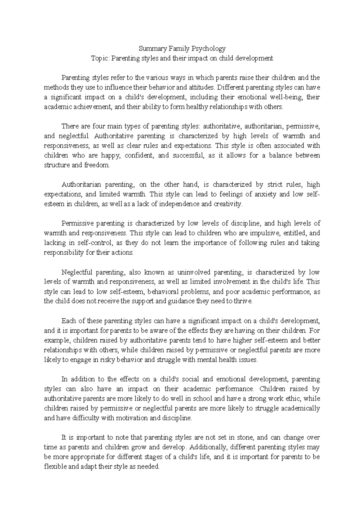 1. Summary Family Psychology#1 - Summary Family Psychology Topic ...