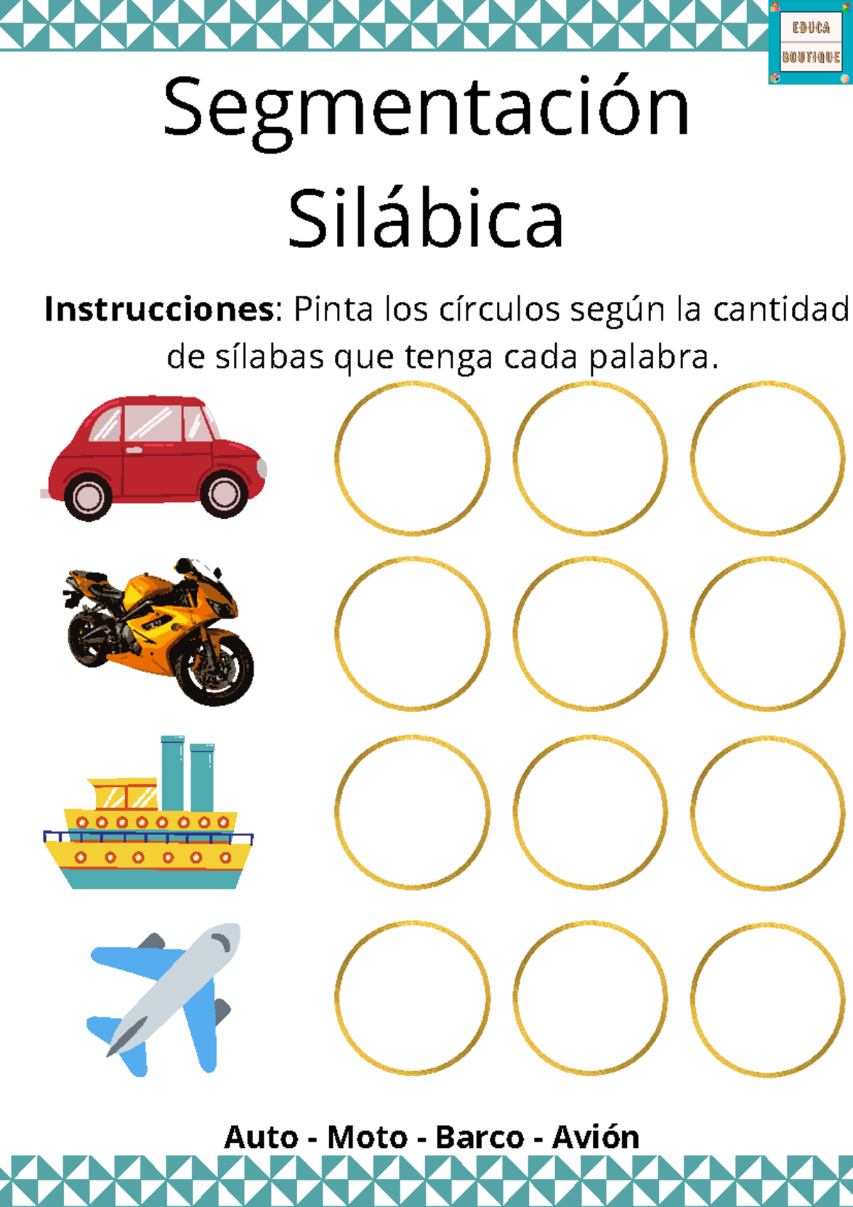 1. Segmentación Silábica Bisílabos - Silábica Instrucciones: Pinta los ...