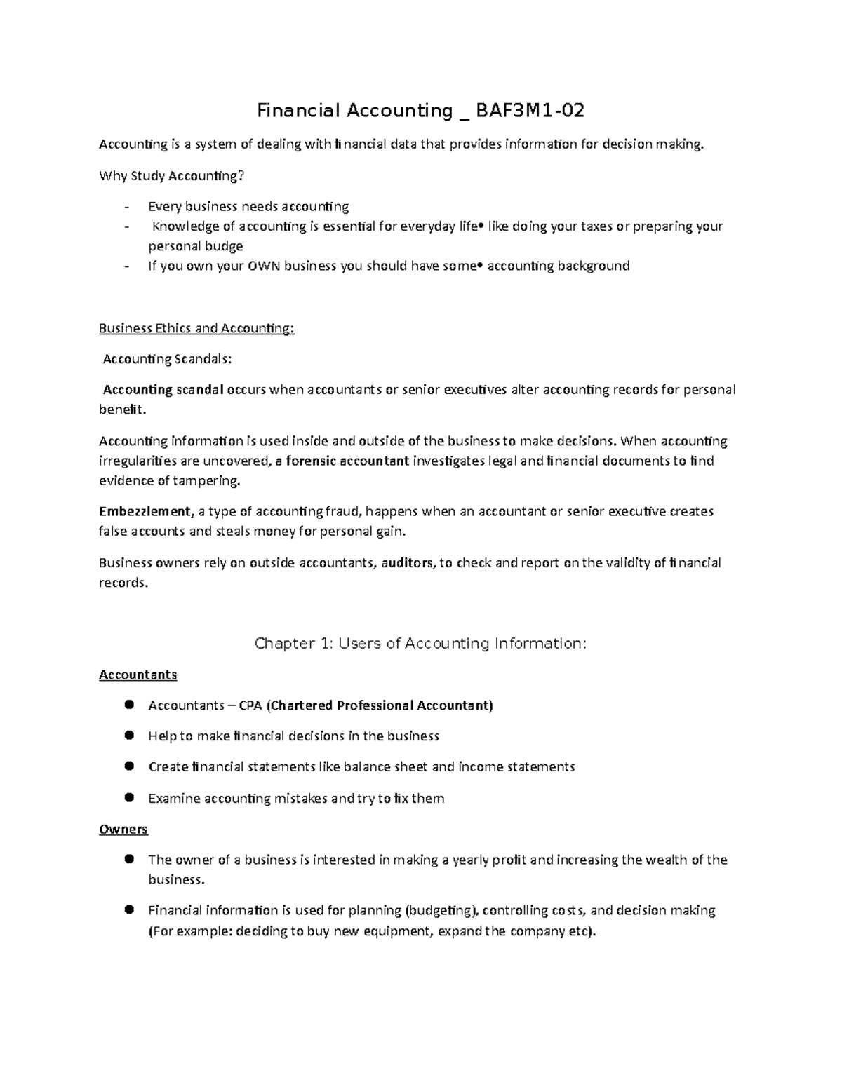 BAF3M1-02 unit 1 and 2 - Financial Accounting _ BAF3M1- Accounting is a ...
