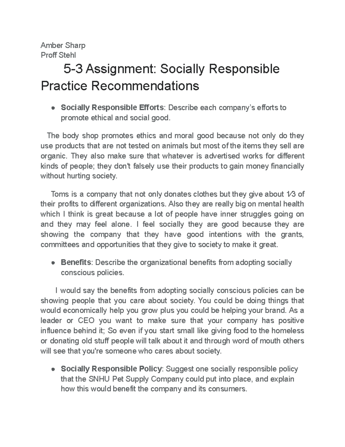 5-3 Assignment - Amber Sharp Proff Stehl 5-3 Assignment: Socially ...